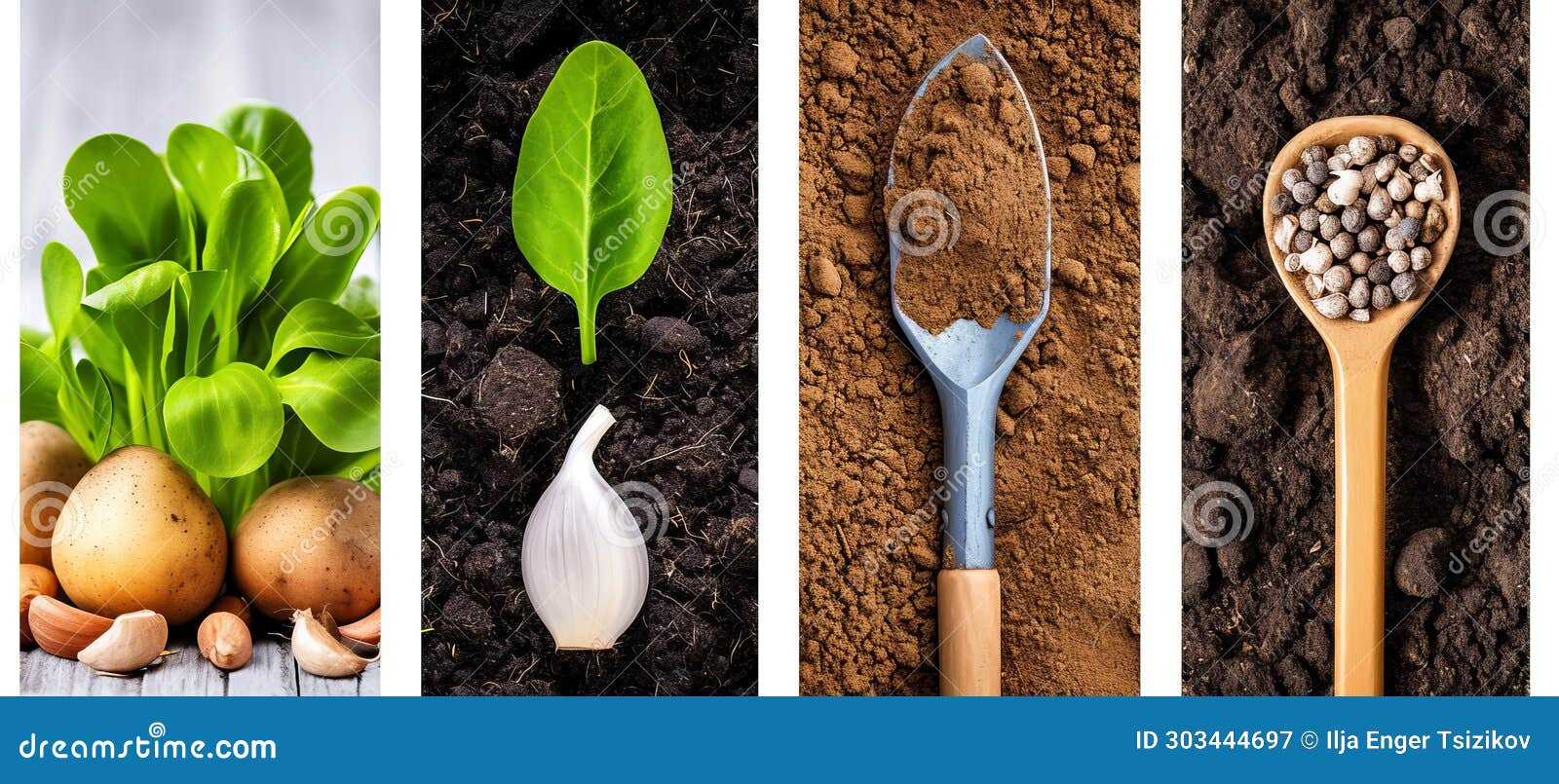 Collage of Gardening and Landscaping Tools in Bright White Style ...