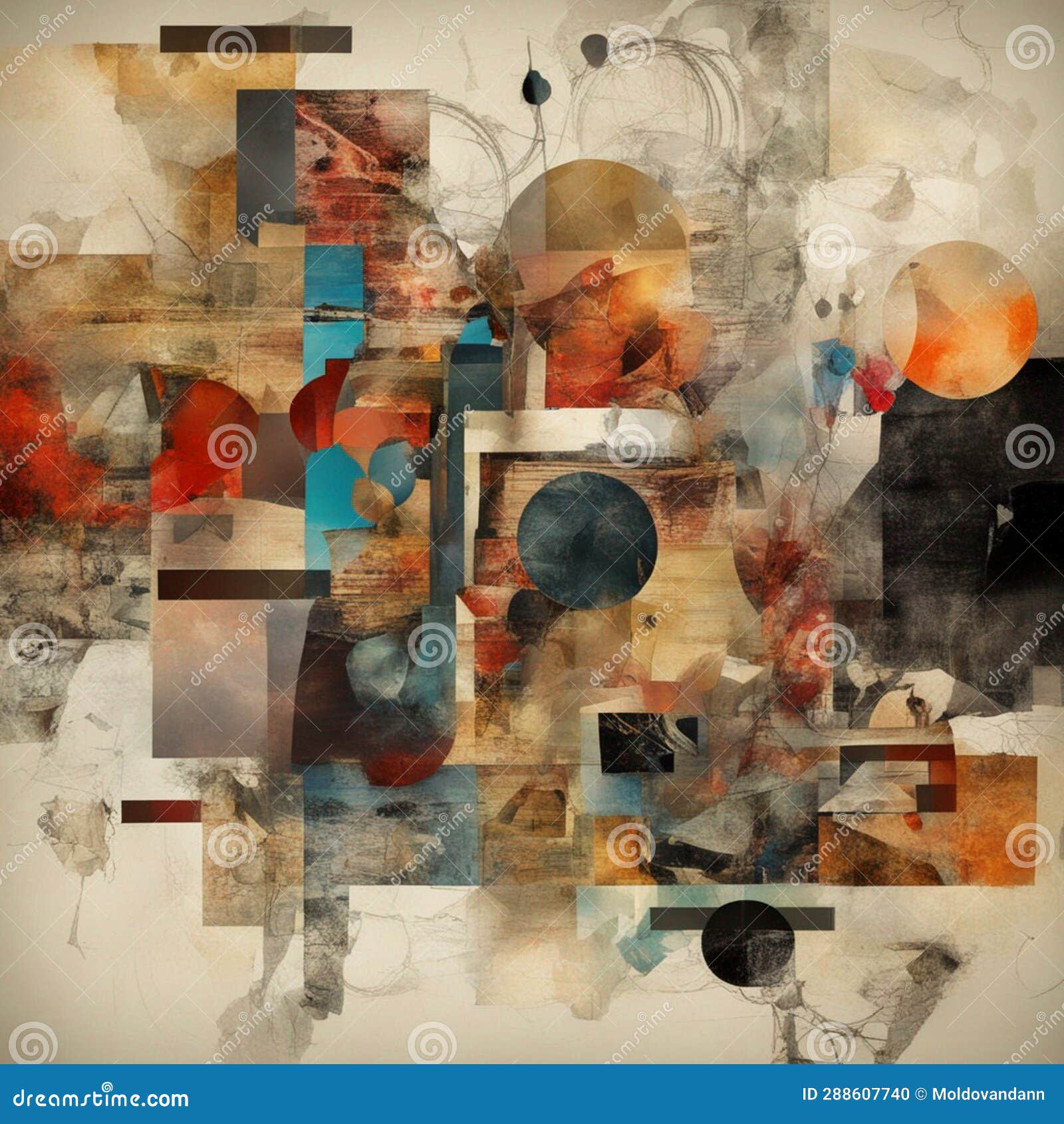 Collage with Geometric Figures, Generative.ai Stock Illustration ...