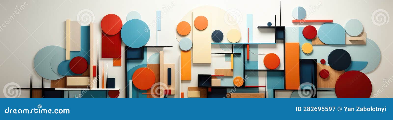 Collage of Geometric Shapes in Various Sizes and Colors. Generative AI ...