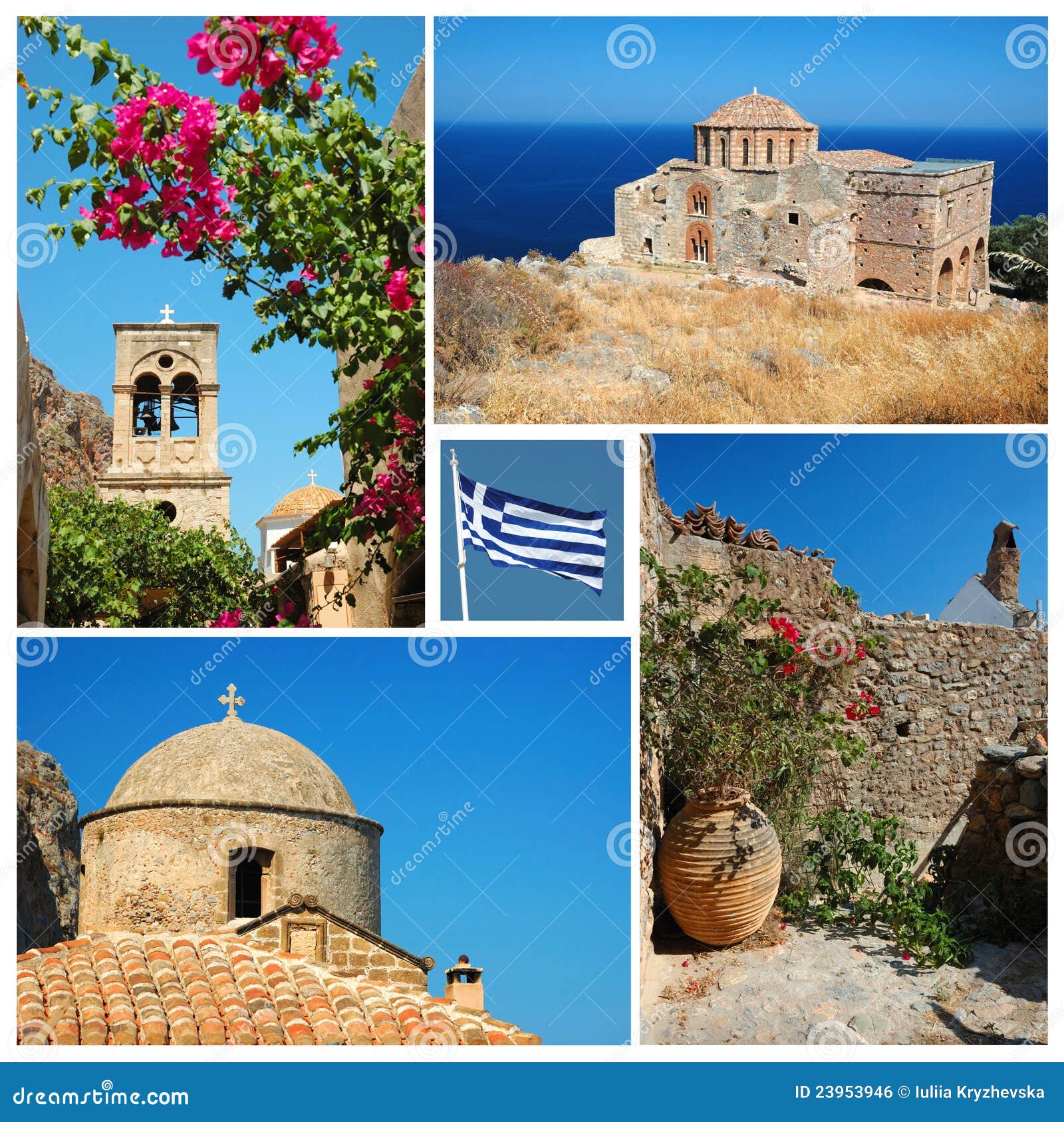 Collage of Greek landmarks stock photo. Image of flag - 23953946