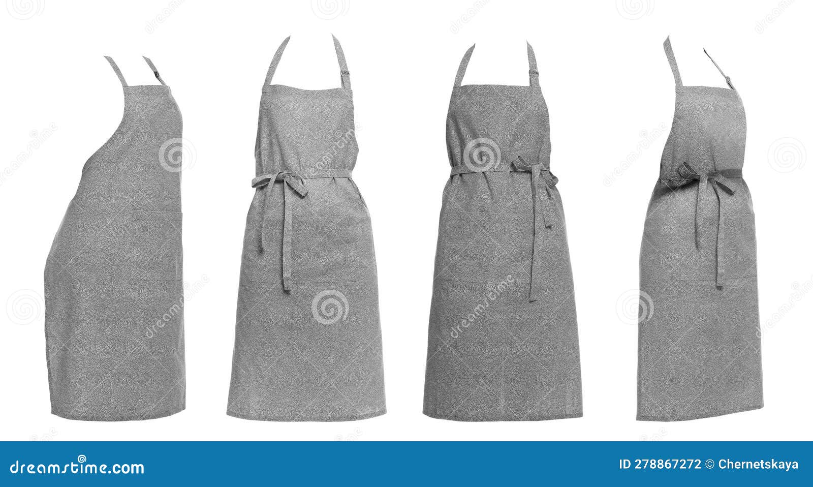 Collage with Grey Apron Isolated on White, Different Sides Stock Photo ...