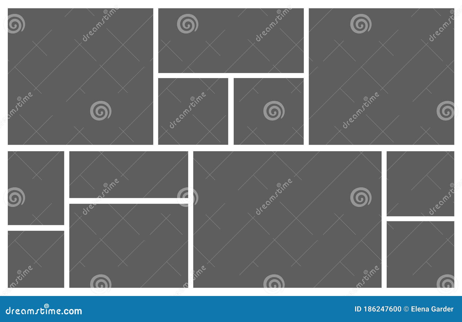 Collage Grid Mood Board Photo Mosaic Photomontage Vector Illustration