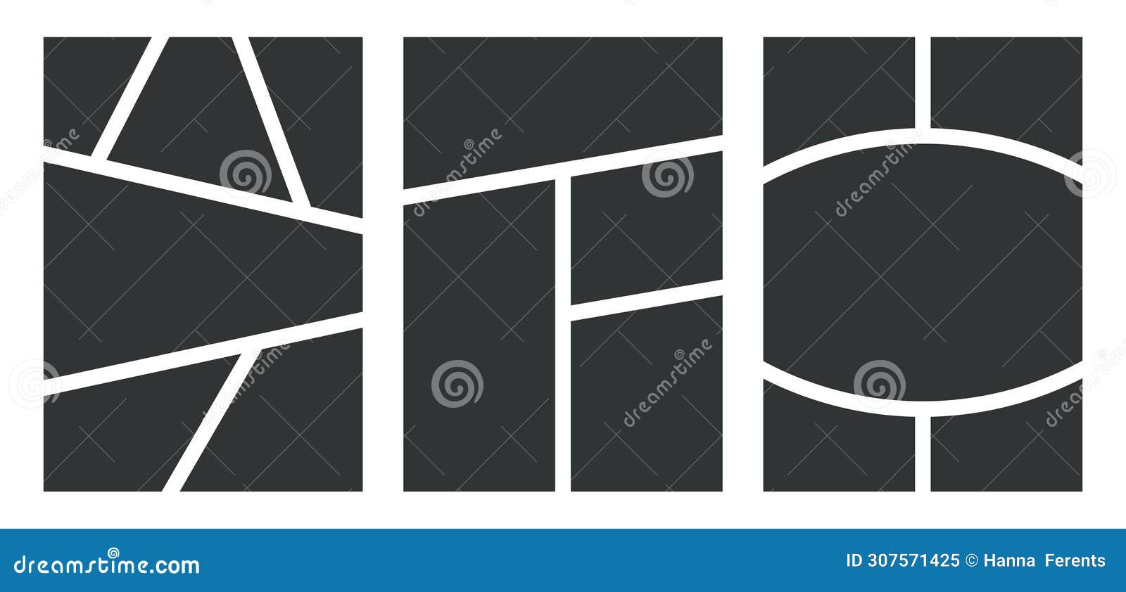 Collage Grid. Template for Photos. Layout Vector Mosaic Frame. Vertical ...