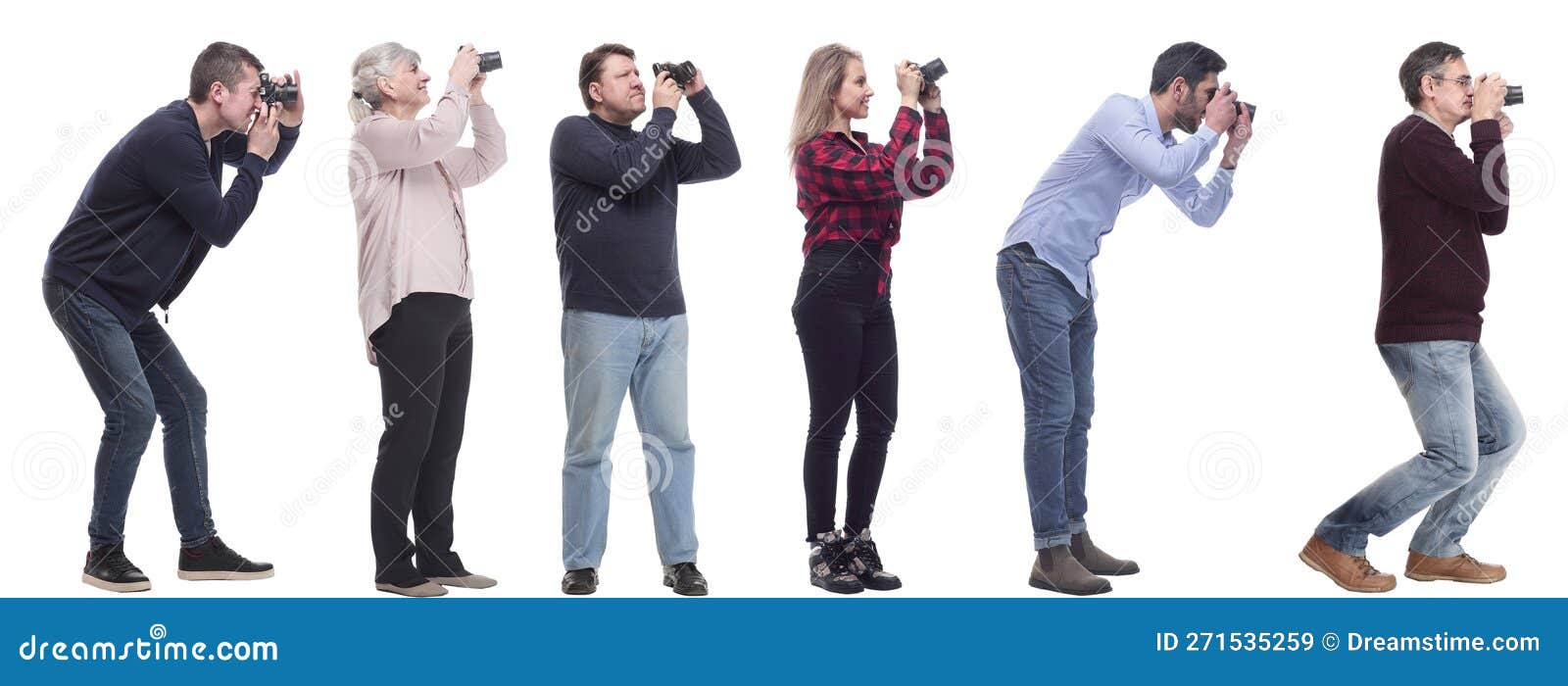 Collage of Group of Photographers in Profile Isolated Stock Image ...