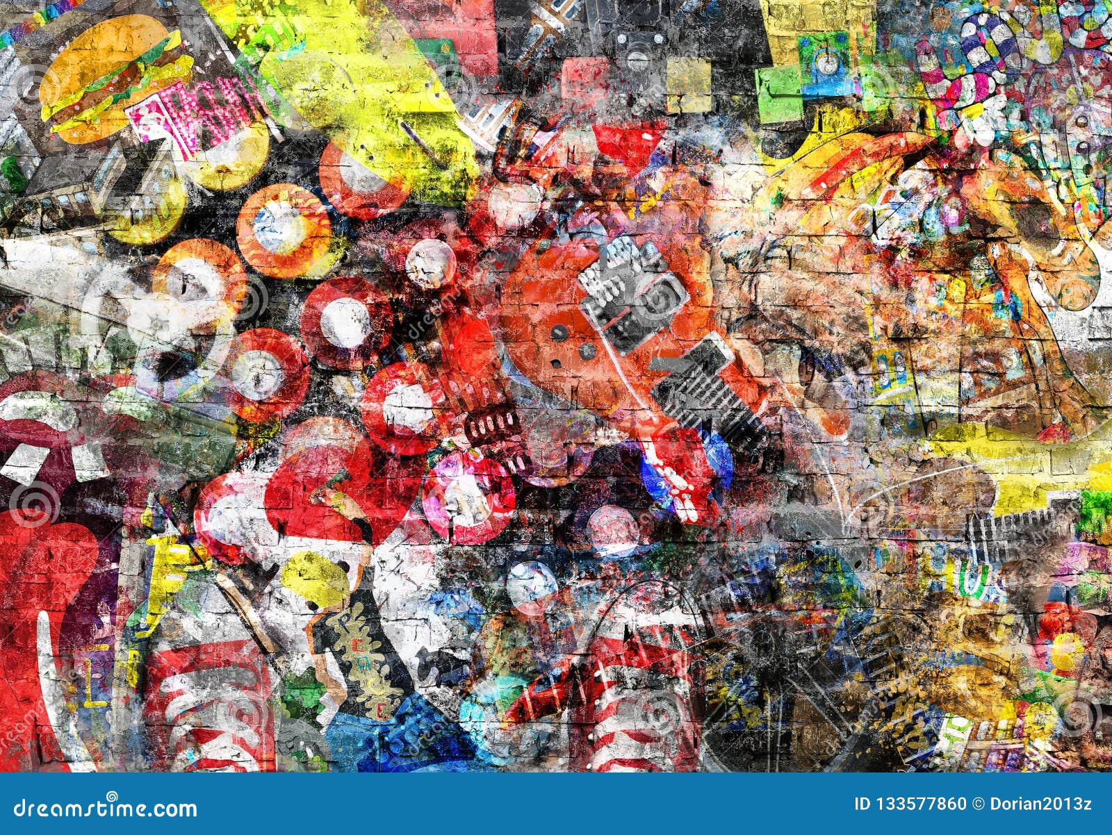 Collage in grunge style stock illustration. Illustration of loud ...