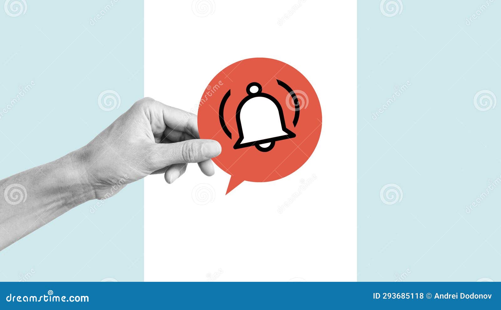 Collage with Hand with Conversational Cloud and a Bell Icon in it ...