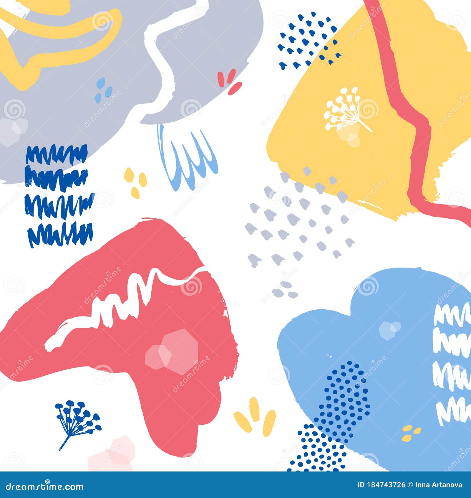 Collage Hand Drawn Background. Colorful Vector Illustration. Stock ...