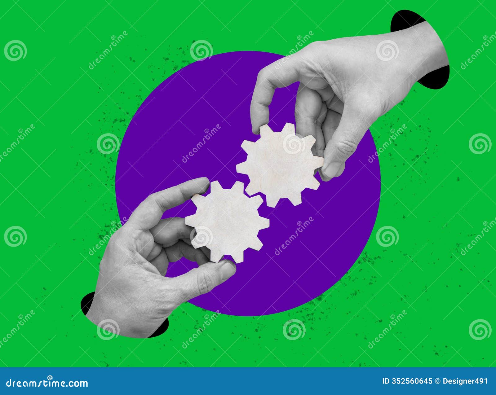 Collage of Hands Connecting Gears. Teamwork and Collaboration. Stock ...