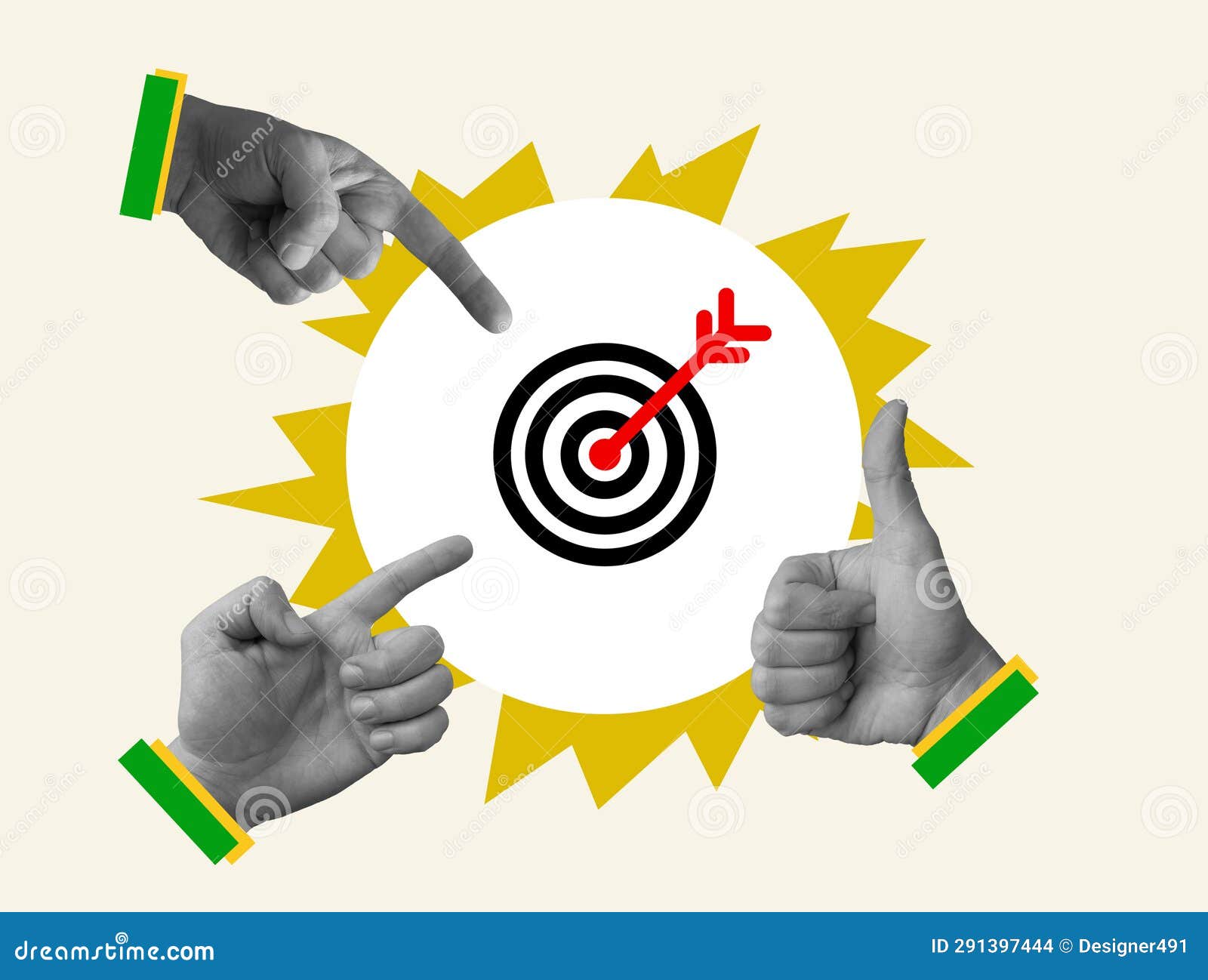 Collage with Hands and Target As Symbol of Achieving Business Goals ...