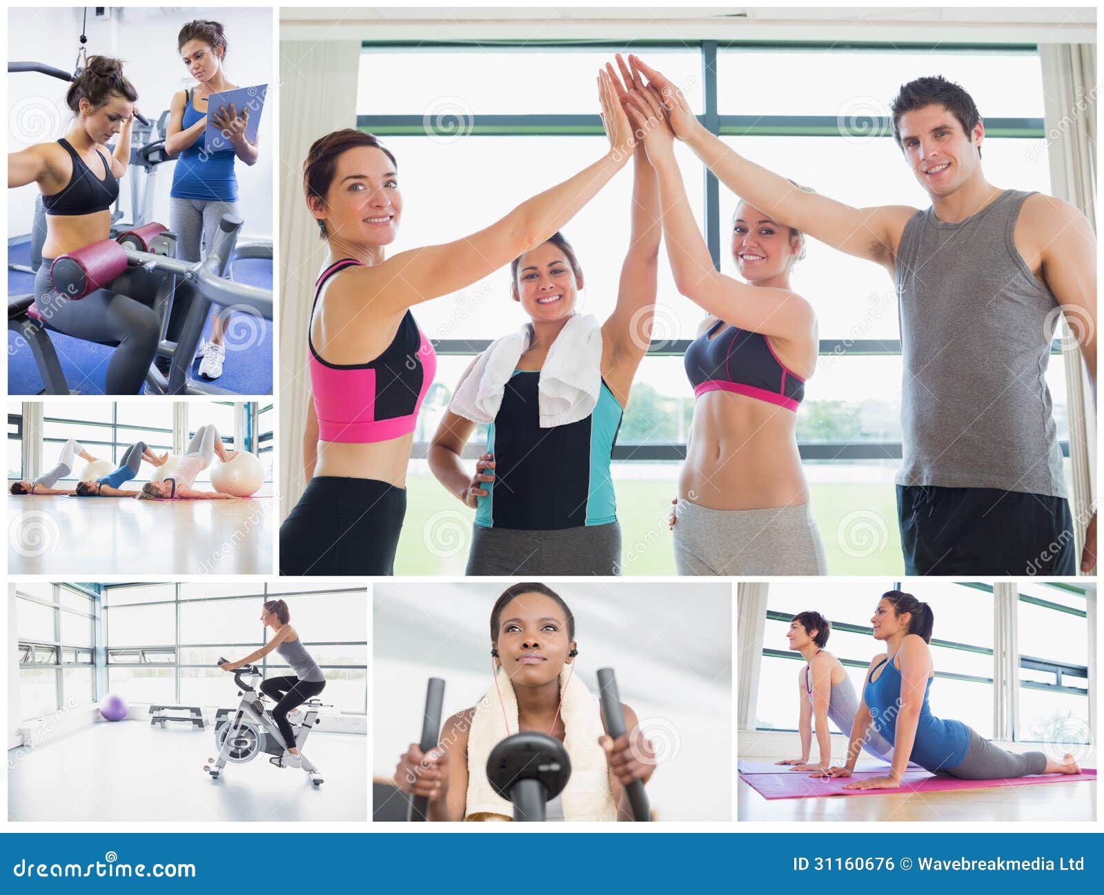 Collage of Happy People at the Gym Stock Photo - Image of health, club ...