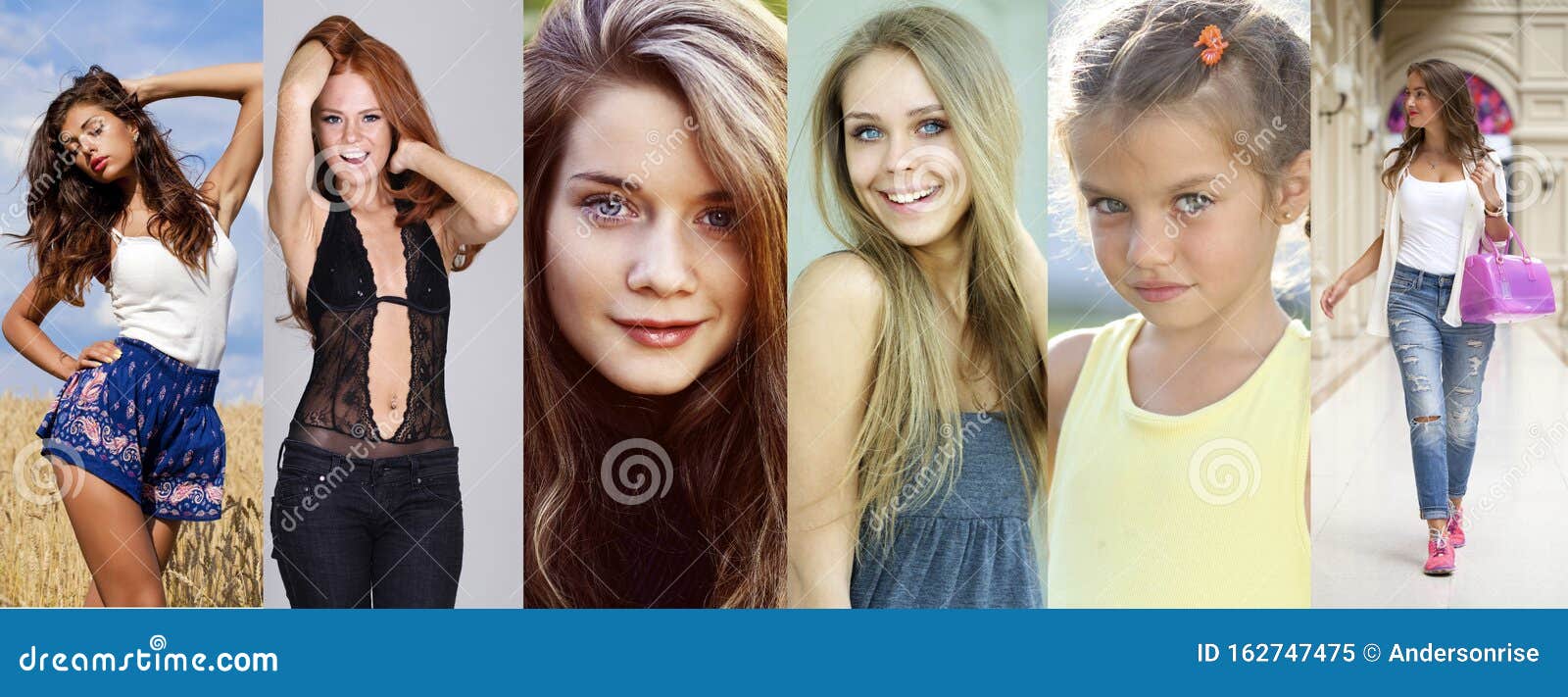 Collage happy young women stock image. Image of collage - 162747475