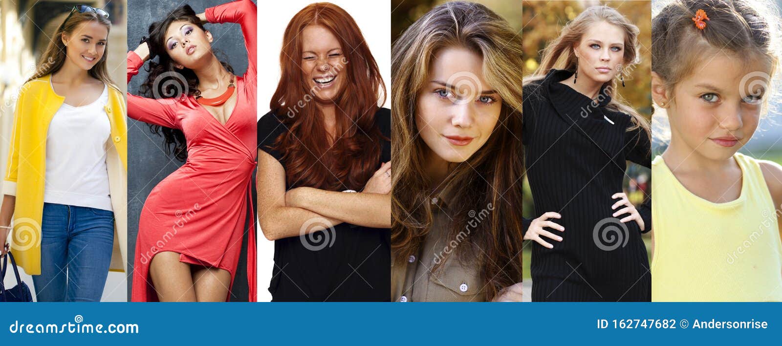 Collage happy young women stock photo. Image of hair - 162747682