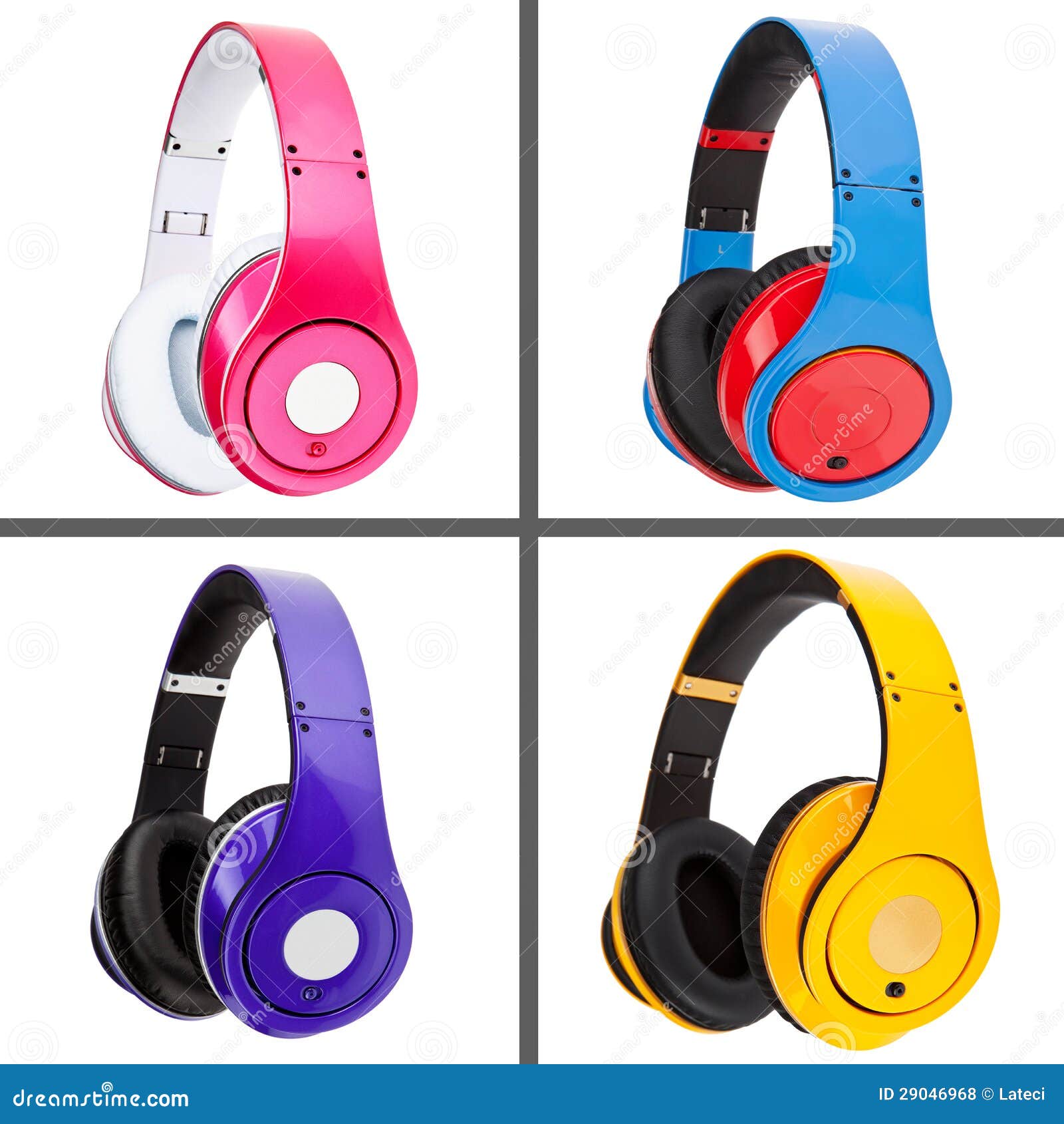 Collage of Headphones Different Colors Stock Illustration ...