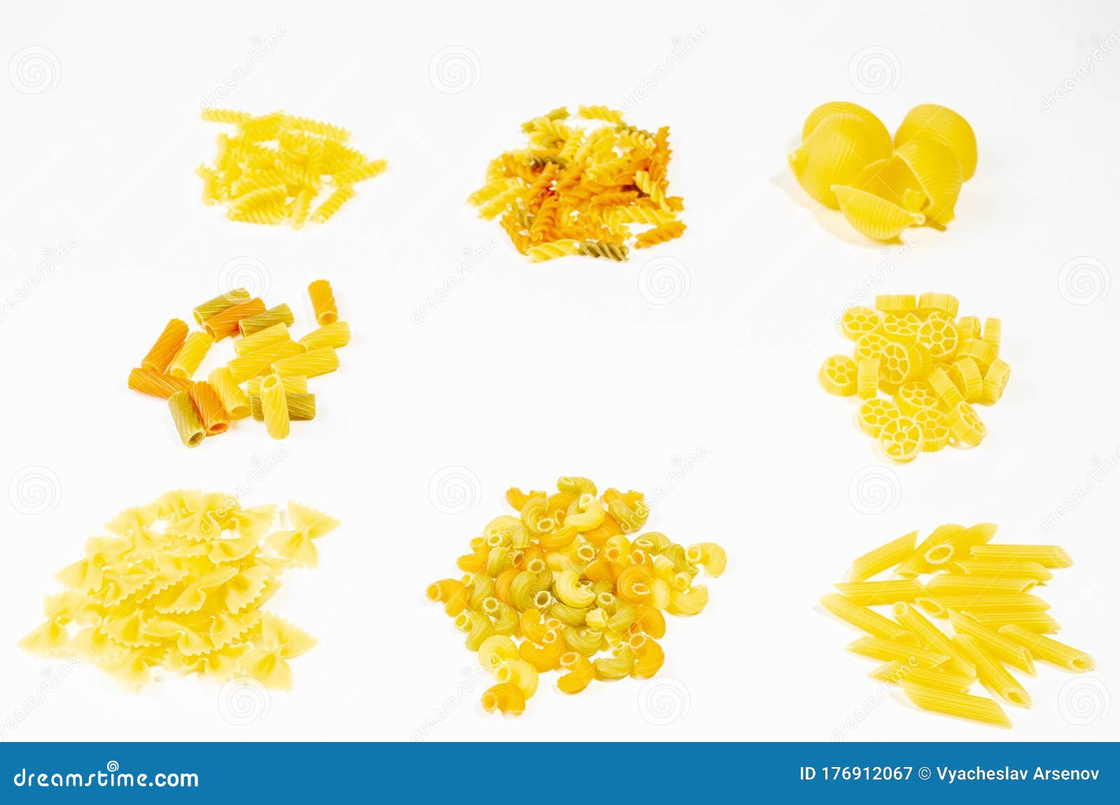 Collage Heap Of Pasta On White Background Royalty-Free Stock Photo ...