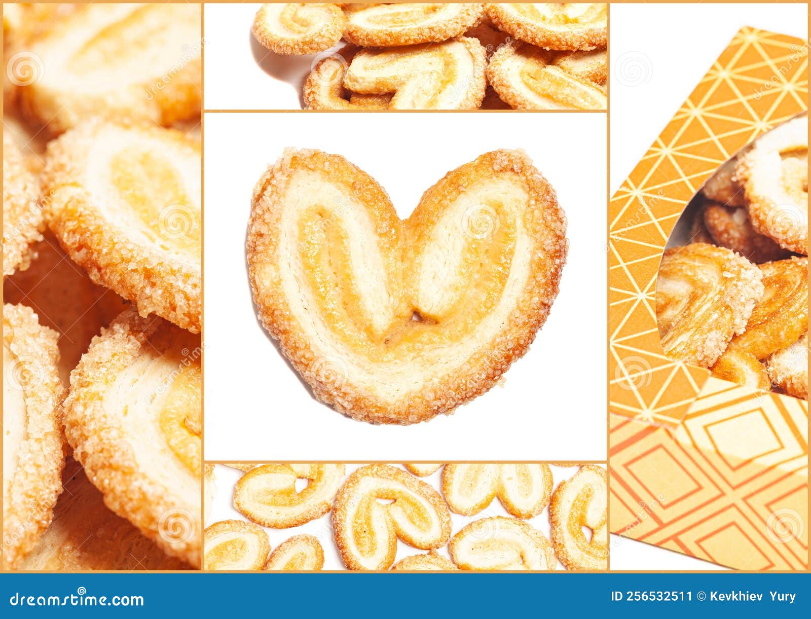 Collage with Heart-shaped Cookies Isolated on White Background Stock ...