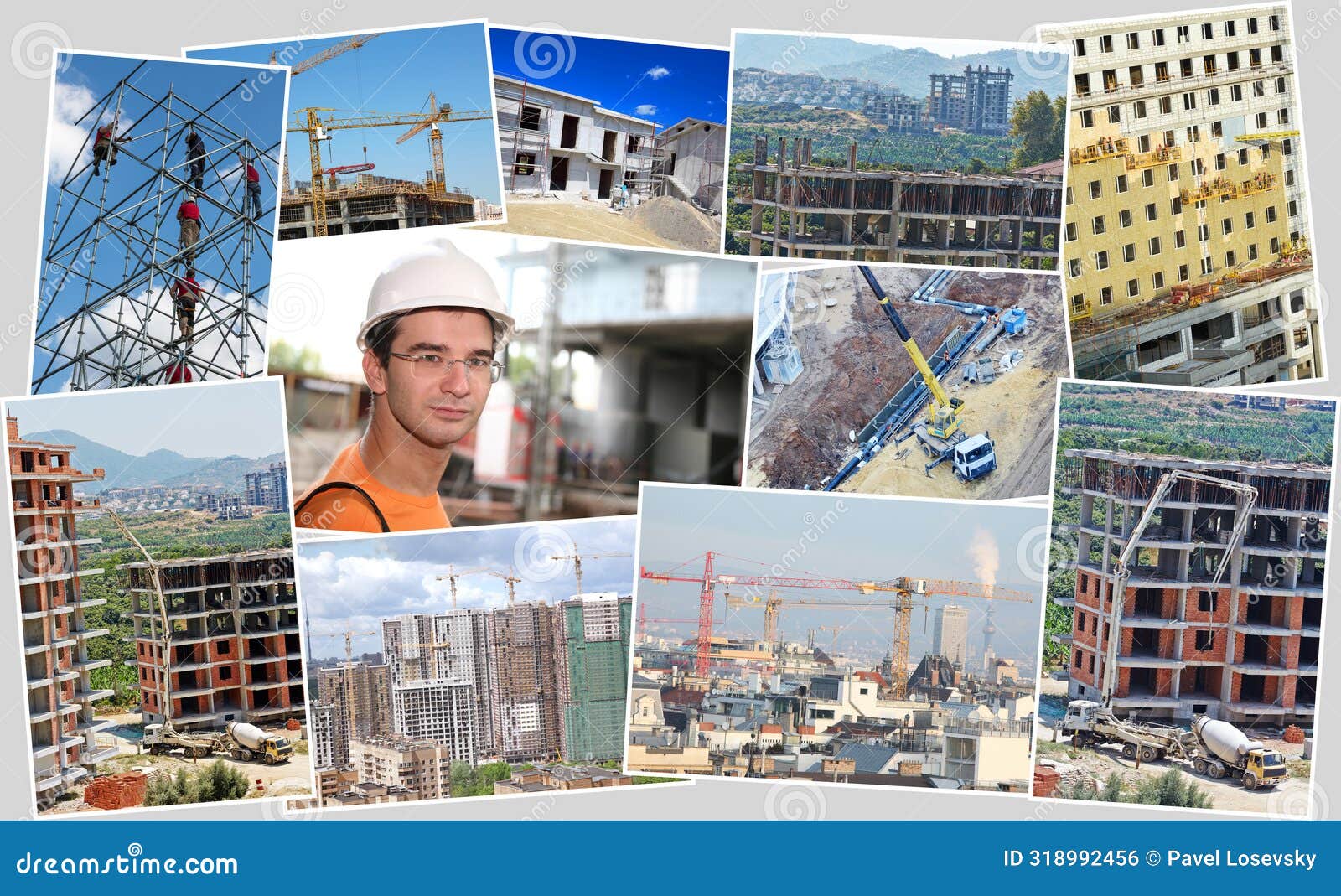 Collage with High-rise Buildings, Construction Stock Photo - Image of ...