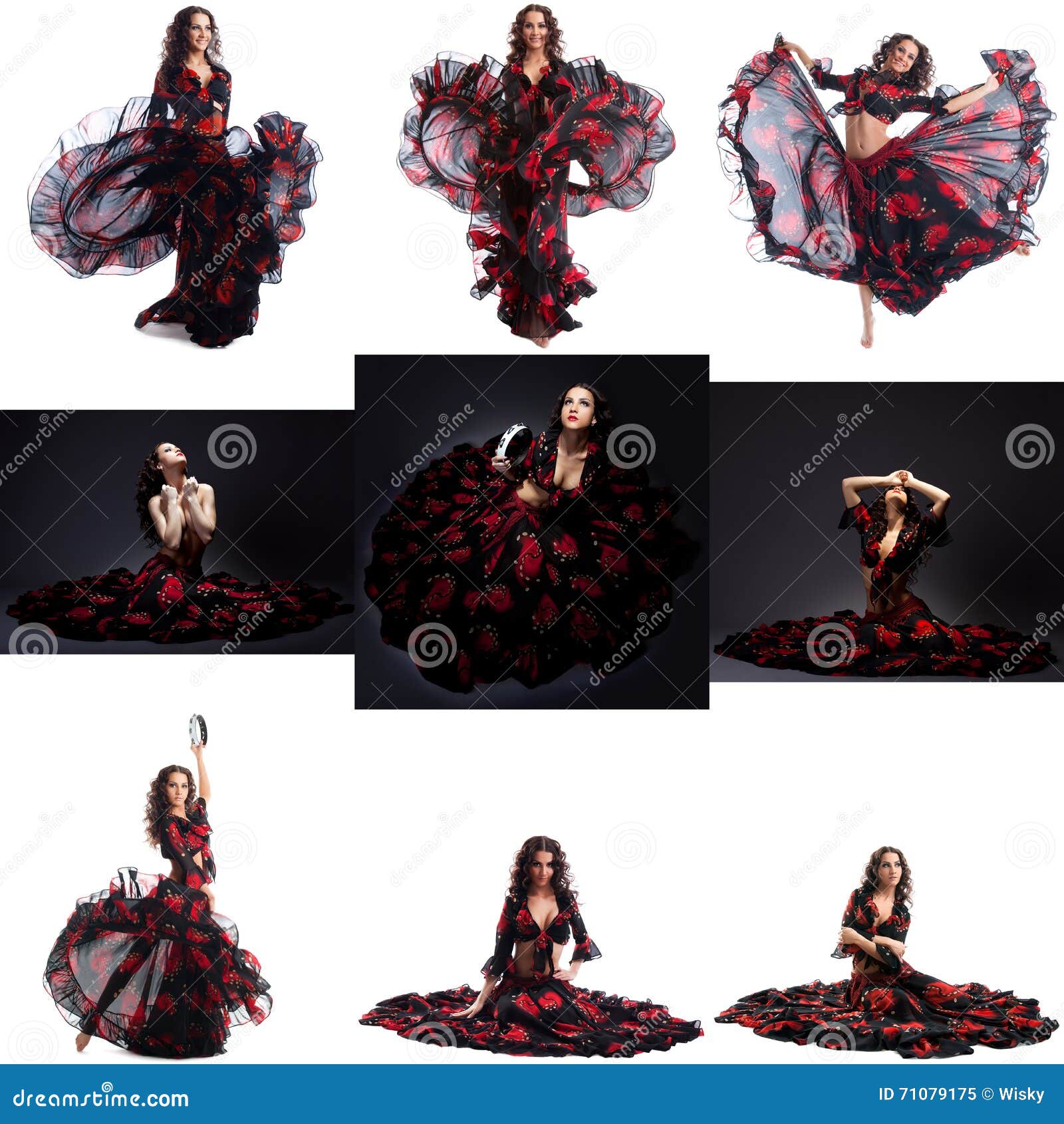 Collage of Hot Brunette Posing in Gypsy Dance Stock Image - Image of ...