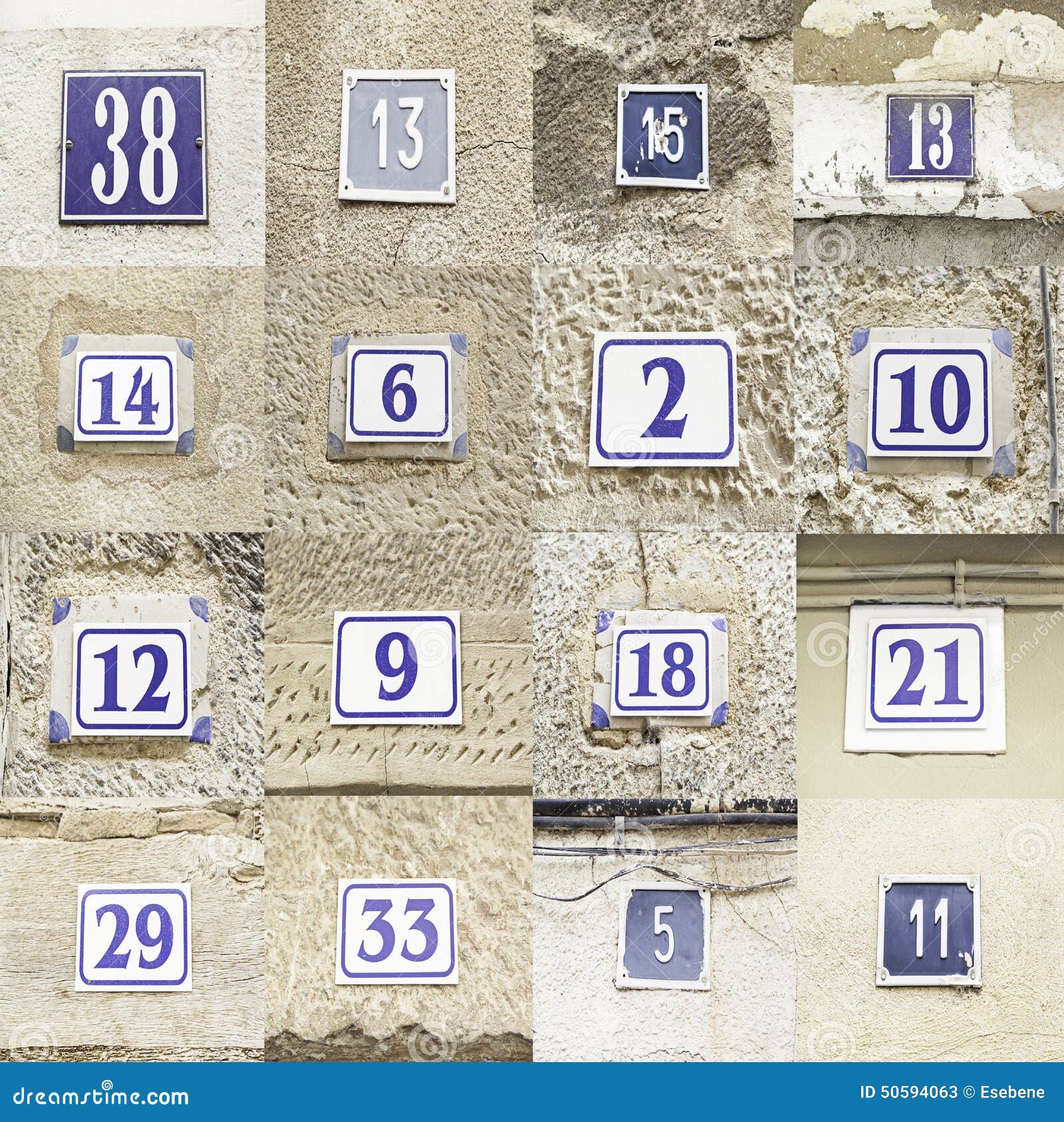 Collage of House numbers stock image. Image of frame - 50594063