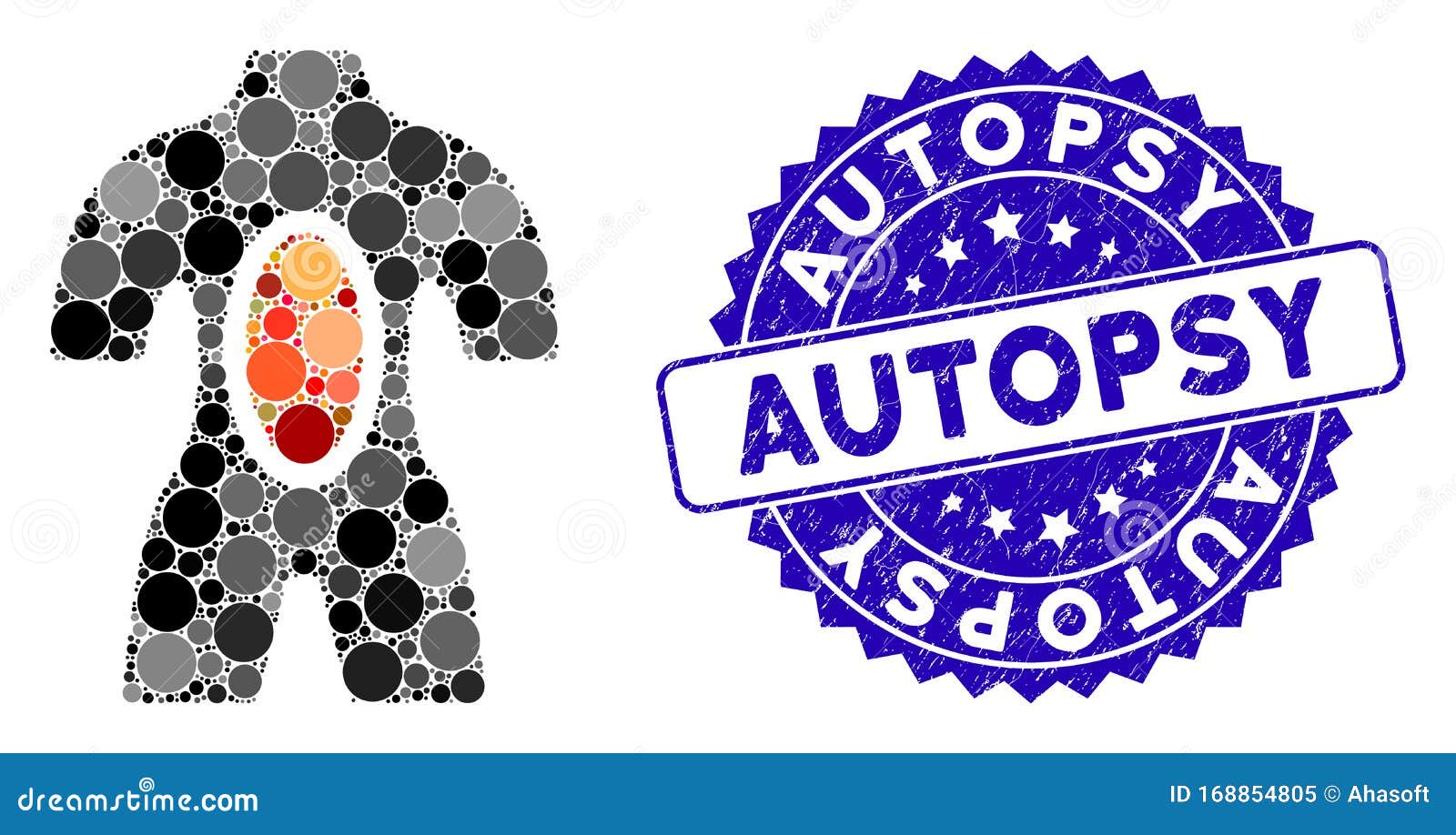 Grunge Autopsy Seal And Linear Human Anatomy Icon Vector Illustration ... Grunge Autopsy Seal And Linear Human Anatomy Icon Vector Illustration ...