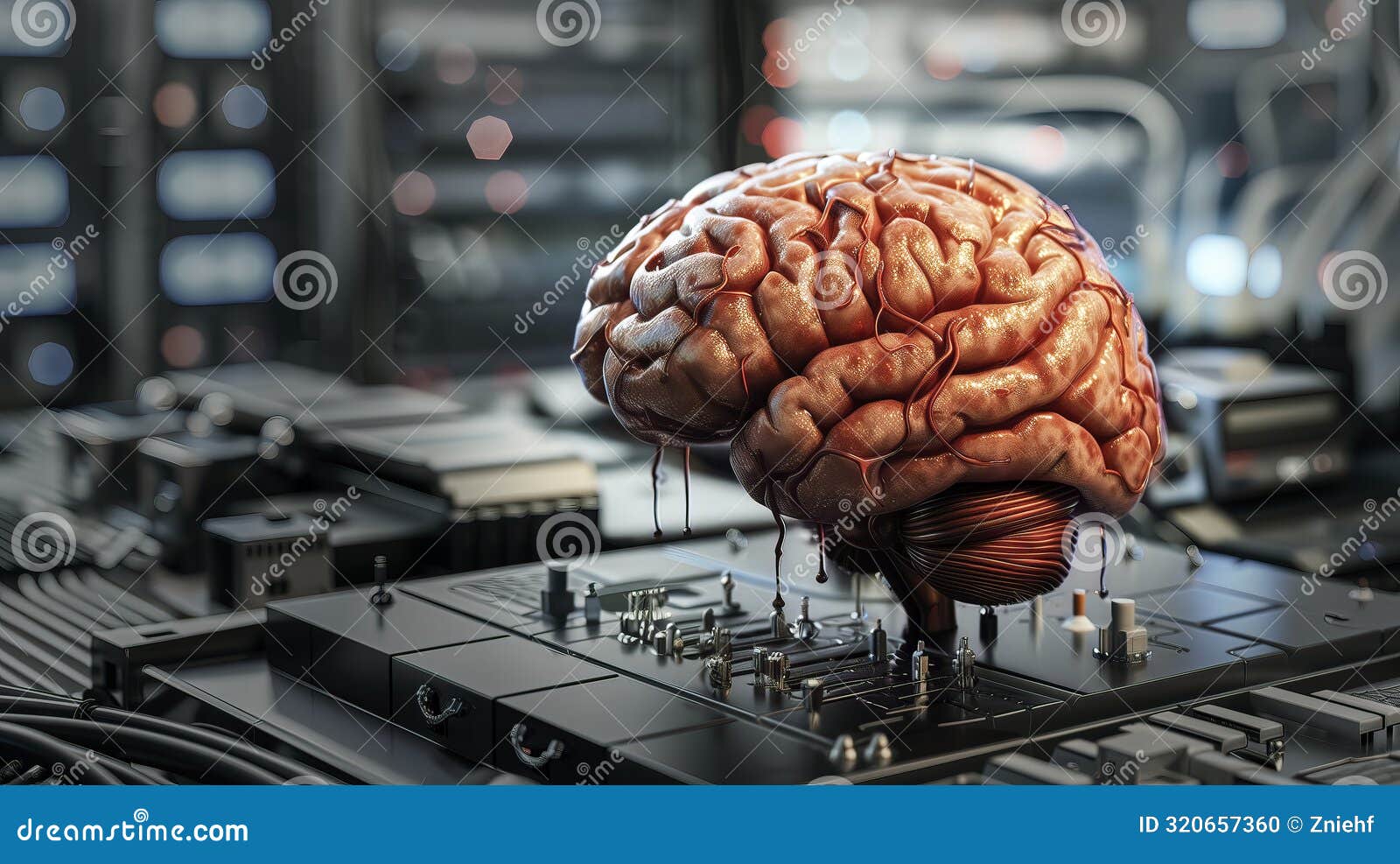 Collage of a Human Brain Merged with Cuttingedge Computing Technology ...