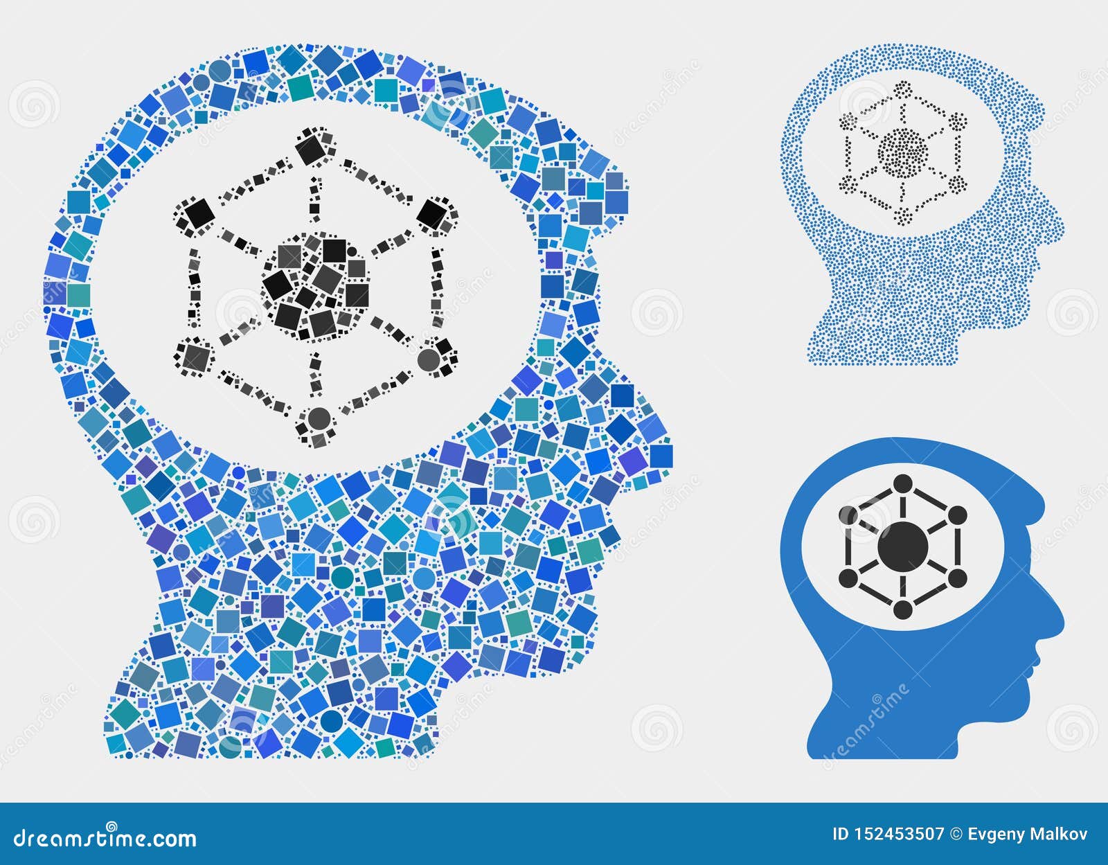 Human Memory Icon Mosaics of Squares and Circles Stock Vector ...
