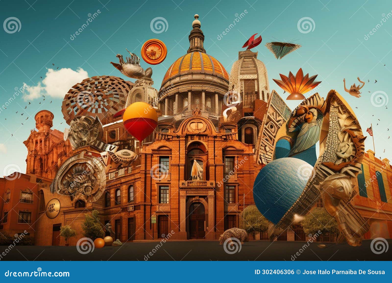Collage of Iconic Hispanic Landmarks and Stock Illustration ...