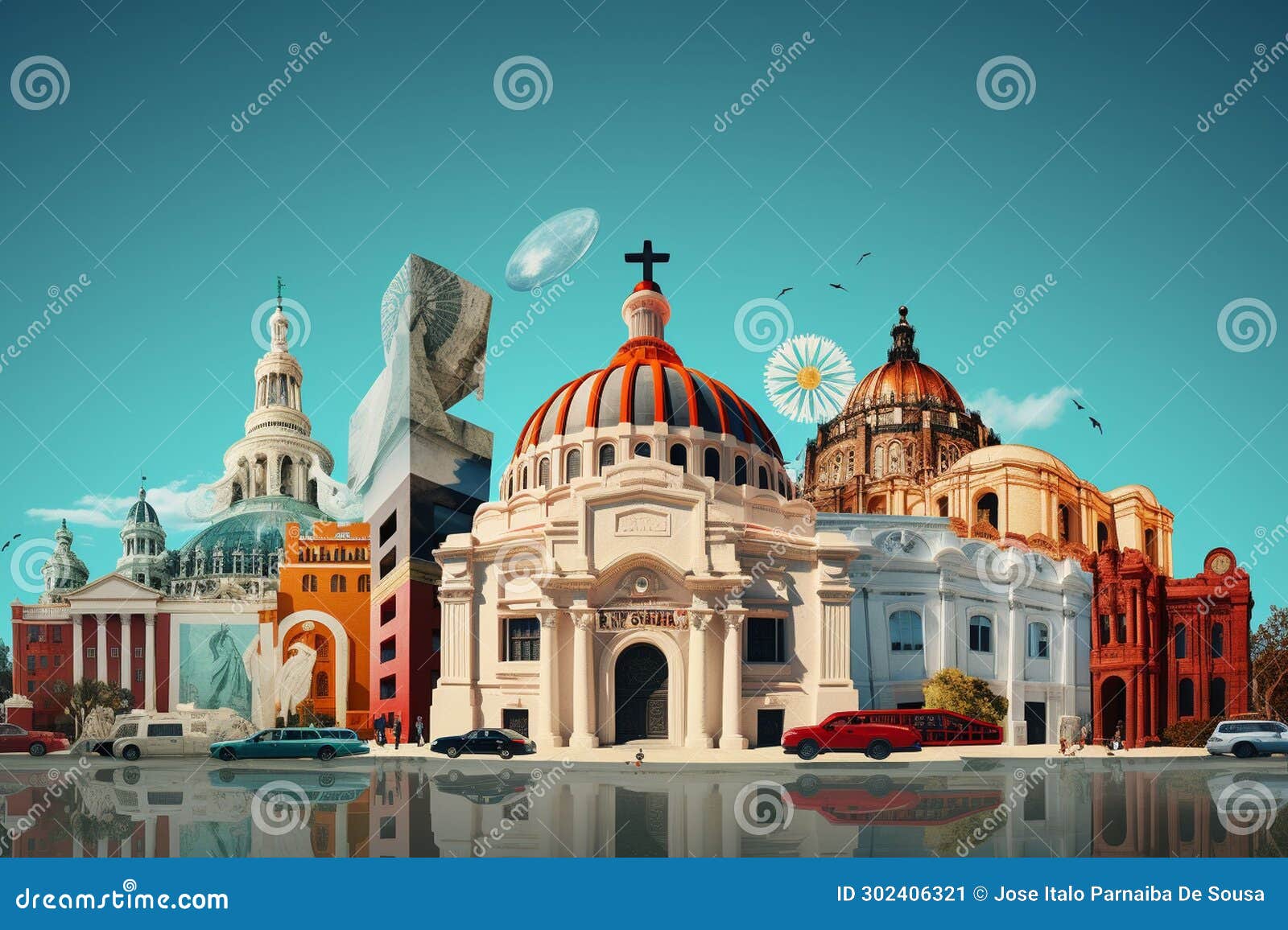 Collage of Iconic Hispanic Landmarks and Stock Illustration ...