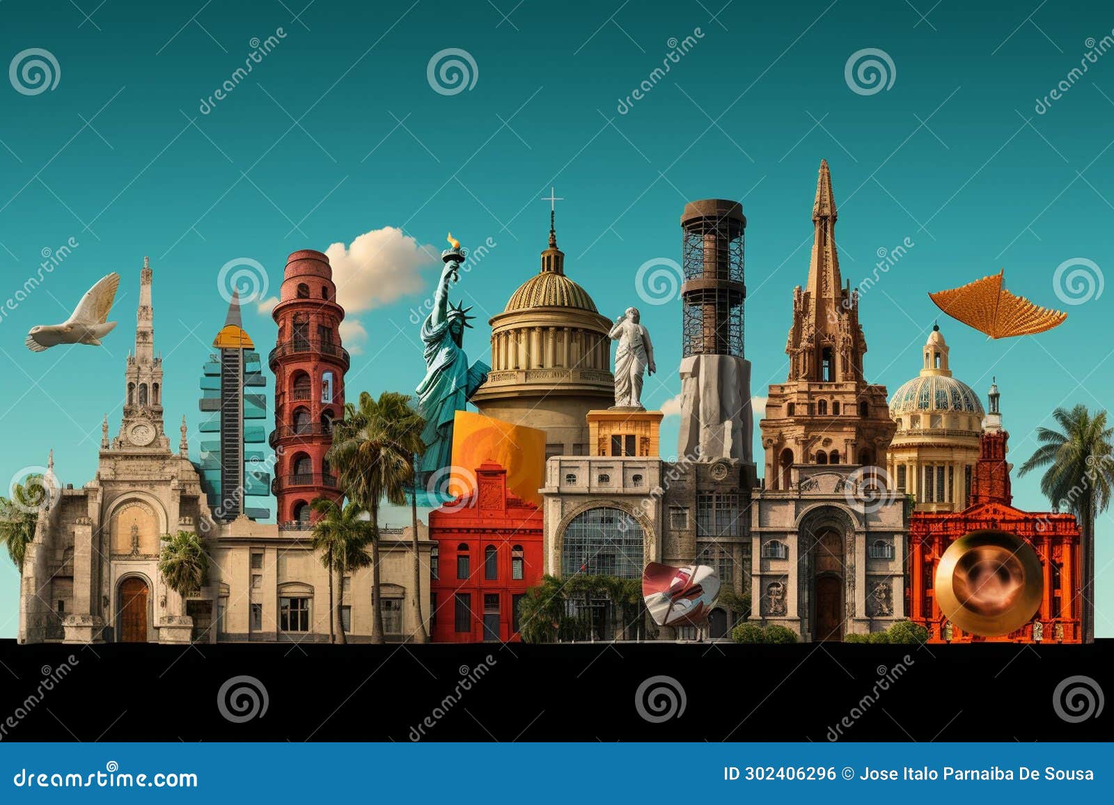 Collage of Iconic Hispanic Landmarks and Stock Illustration ...