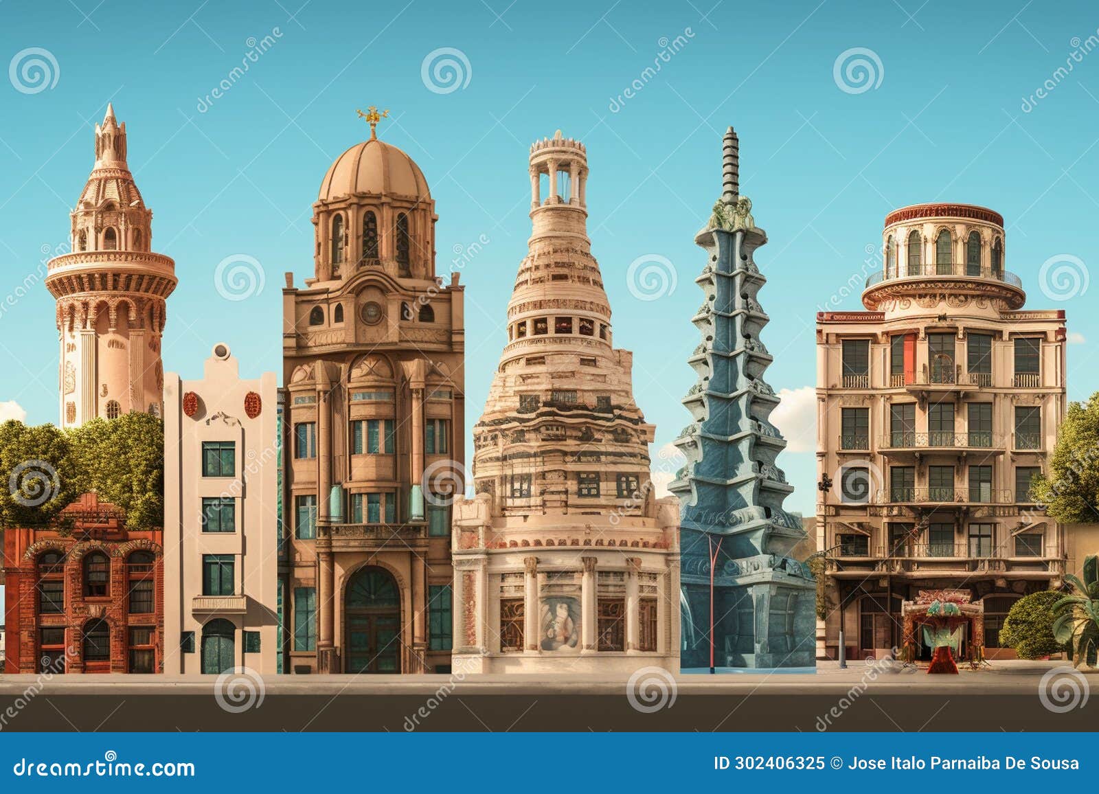 Collage of Iconic Hispanic Landmarks and Stock Illustration ...