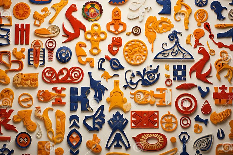 Collage of Iconic Hispanic Symbols Arranged in a Stock Illustration ...