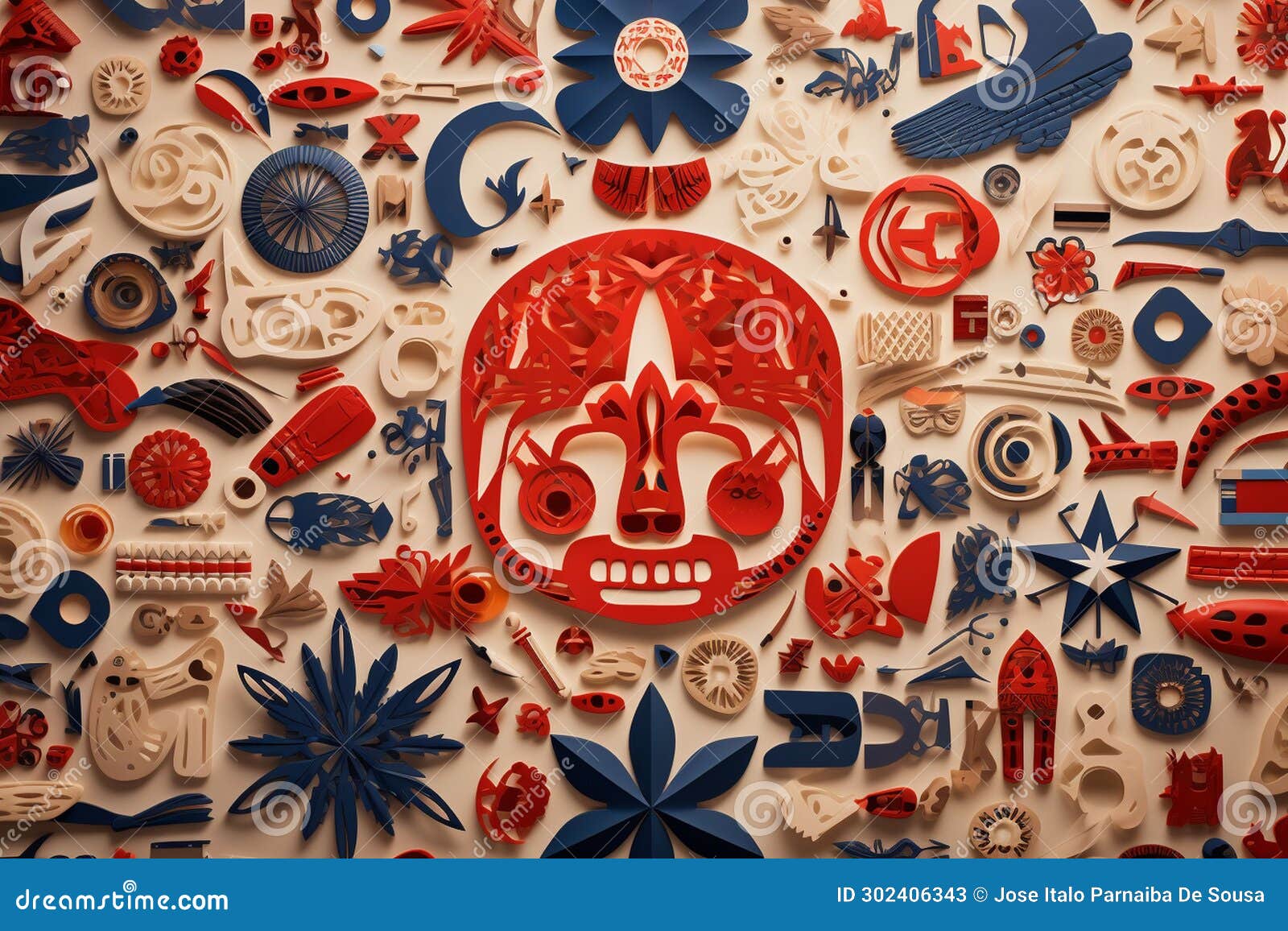 Collage of Iconic Hispanic Symbols Arranged in a Stock Illustration ...