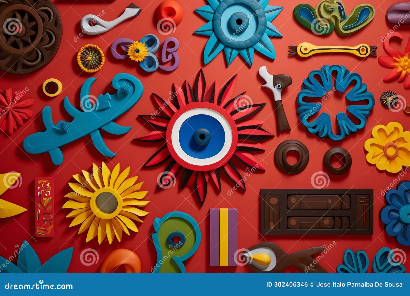 Collage of Iconic Hispanic Symbols Arranged in a Stock Illustration ...