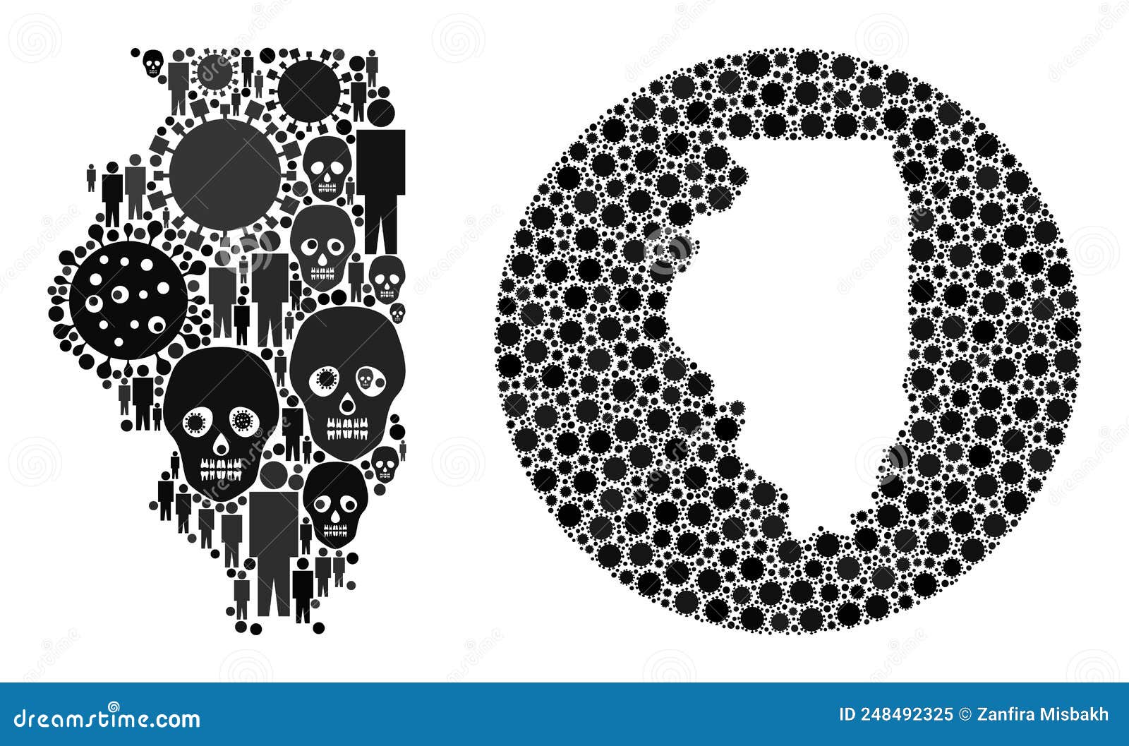 Covid Infection and People Collages for Illinois State Map Stock Vector ...