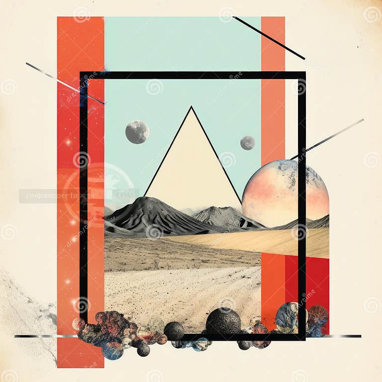 A Collage of an Image of a Mountain and a Triangle Stock Illustration ...