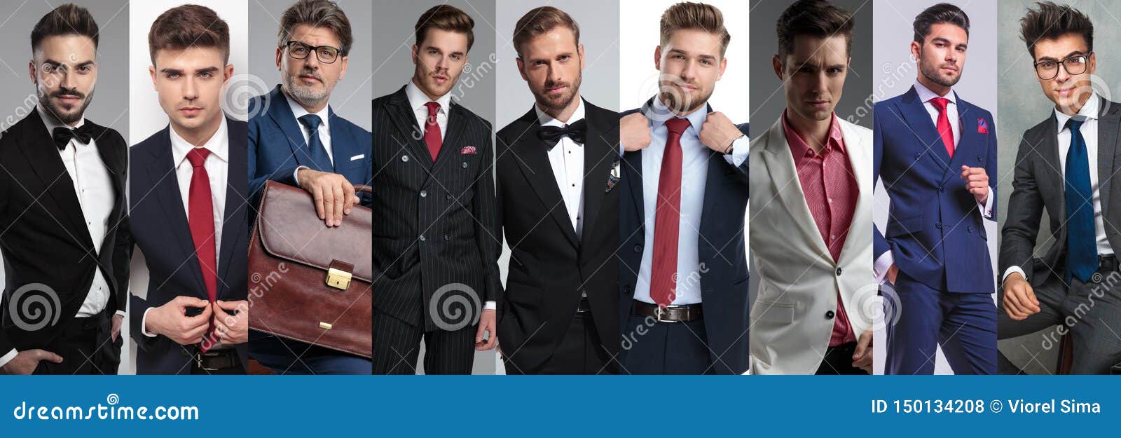 Collage Image of Nine Different Casual Men Wearing Suits Stock Photo ...