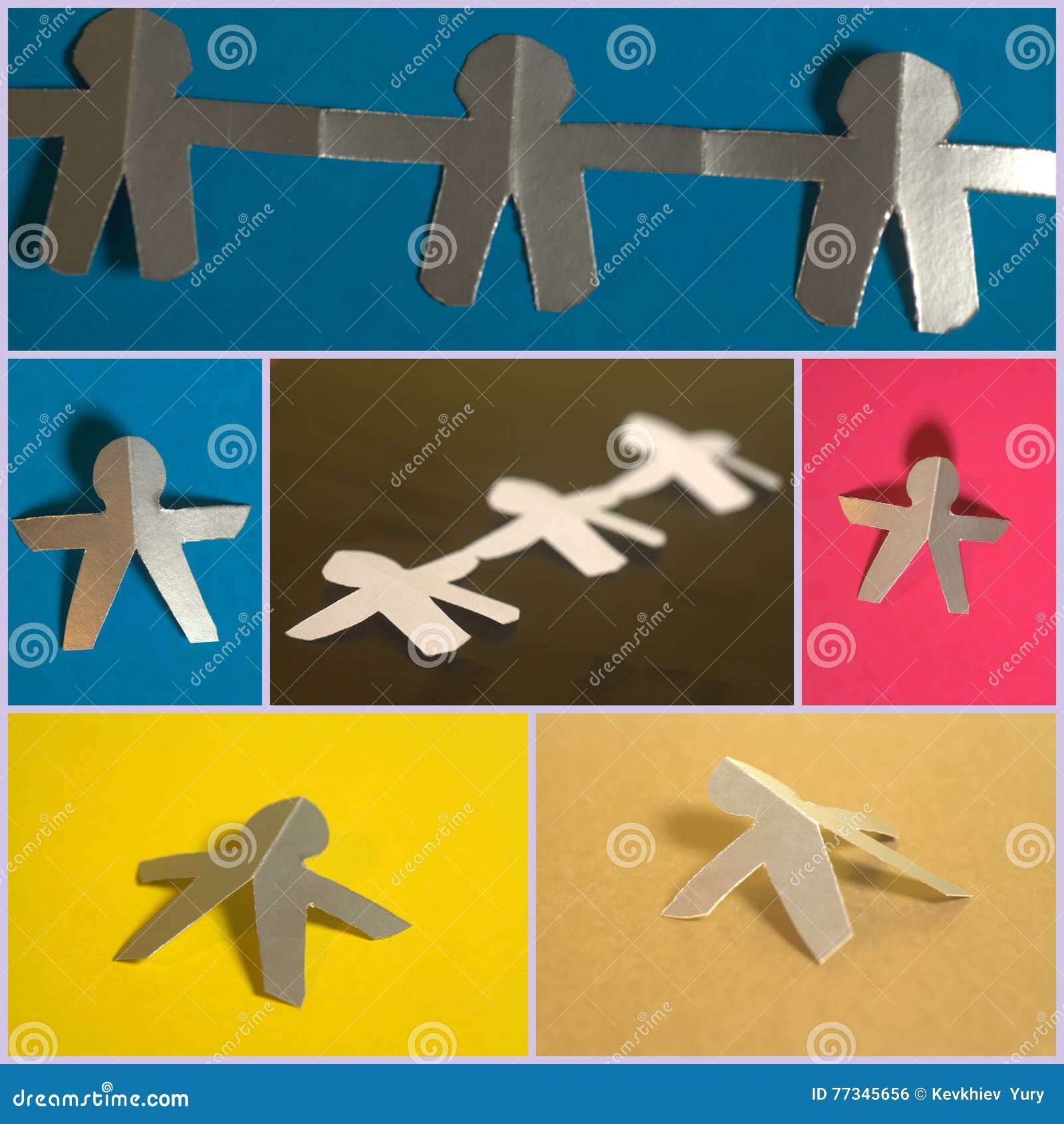 Collage Image of Paper People Stock Photo - Image of connection, color ...