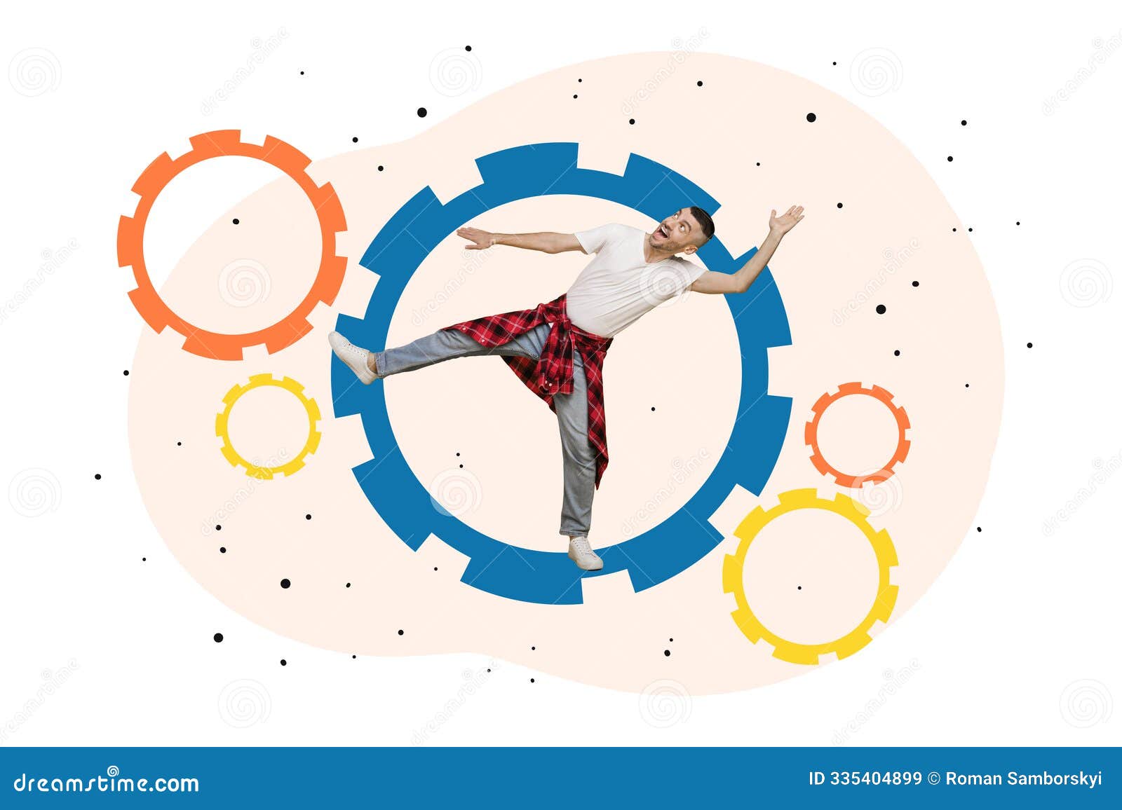 Collage Image Sketch of Positive Cheerful Glad Nice Man Have Fun Dance ...