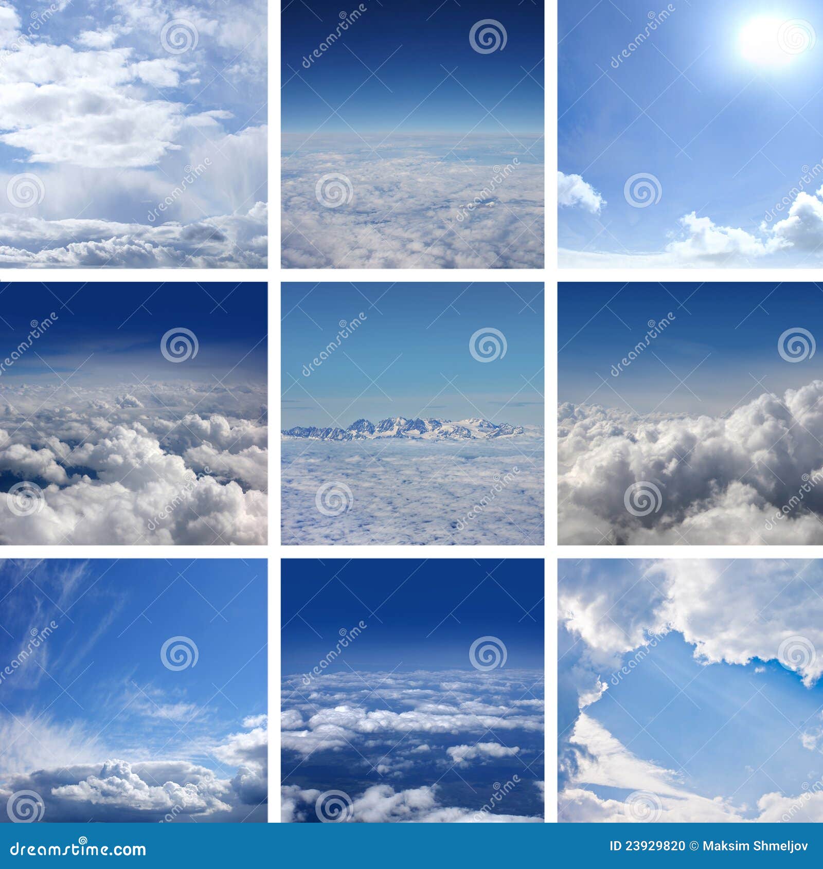 A Collage of Images with Blue Cloudy Sky Stock Photo - Image of natural ...