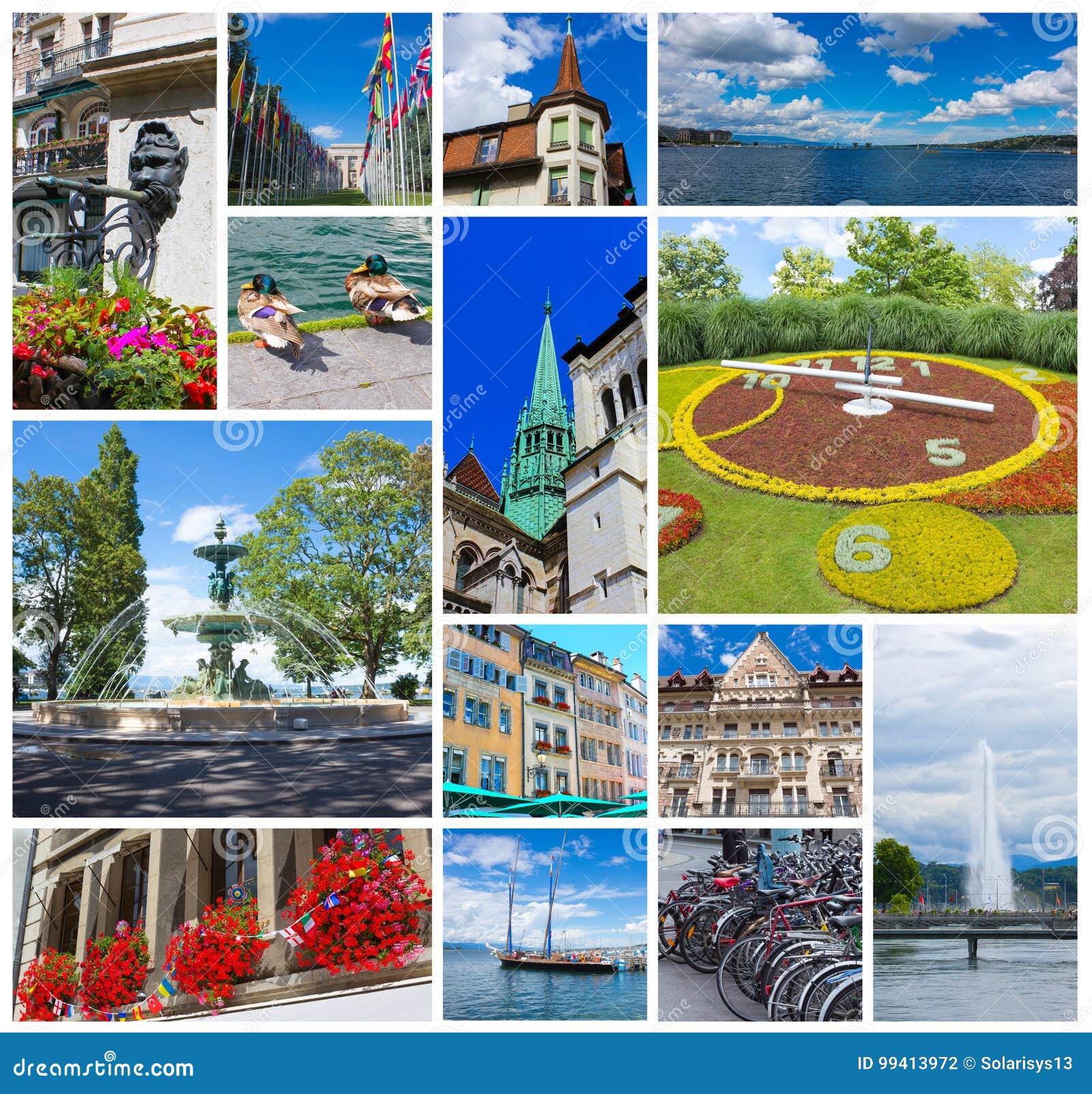 The Collage from Images of Geneva, Switzerland Stock Photo - Image of ...