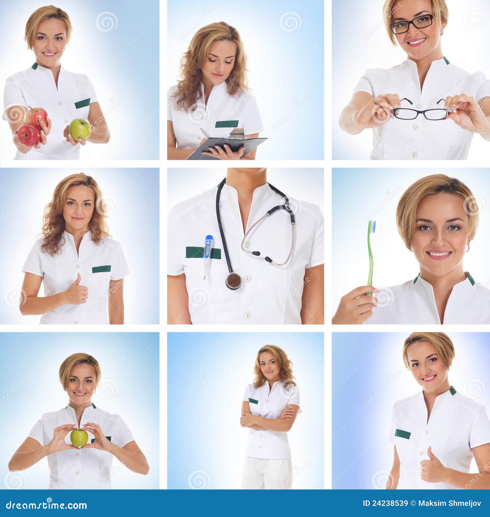 A Collage of Images with Young Female Doctors Stock Image - Image of ...