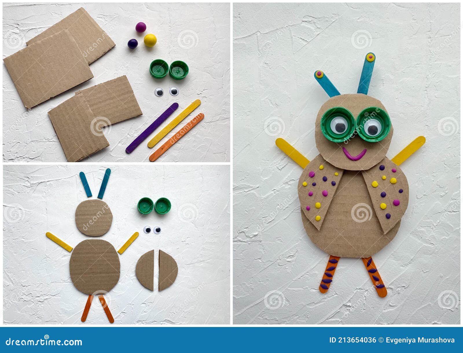 Collage Instructions on How To Make a Beetle from Recycled Cardboard ...