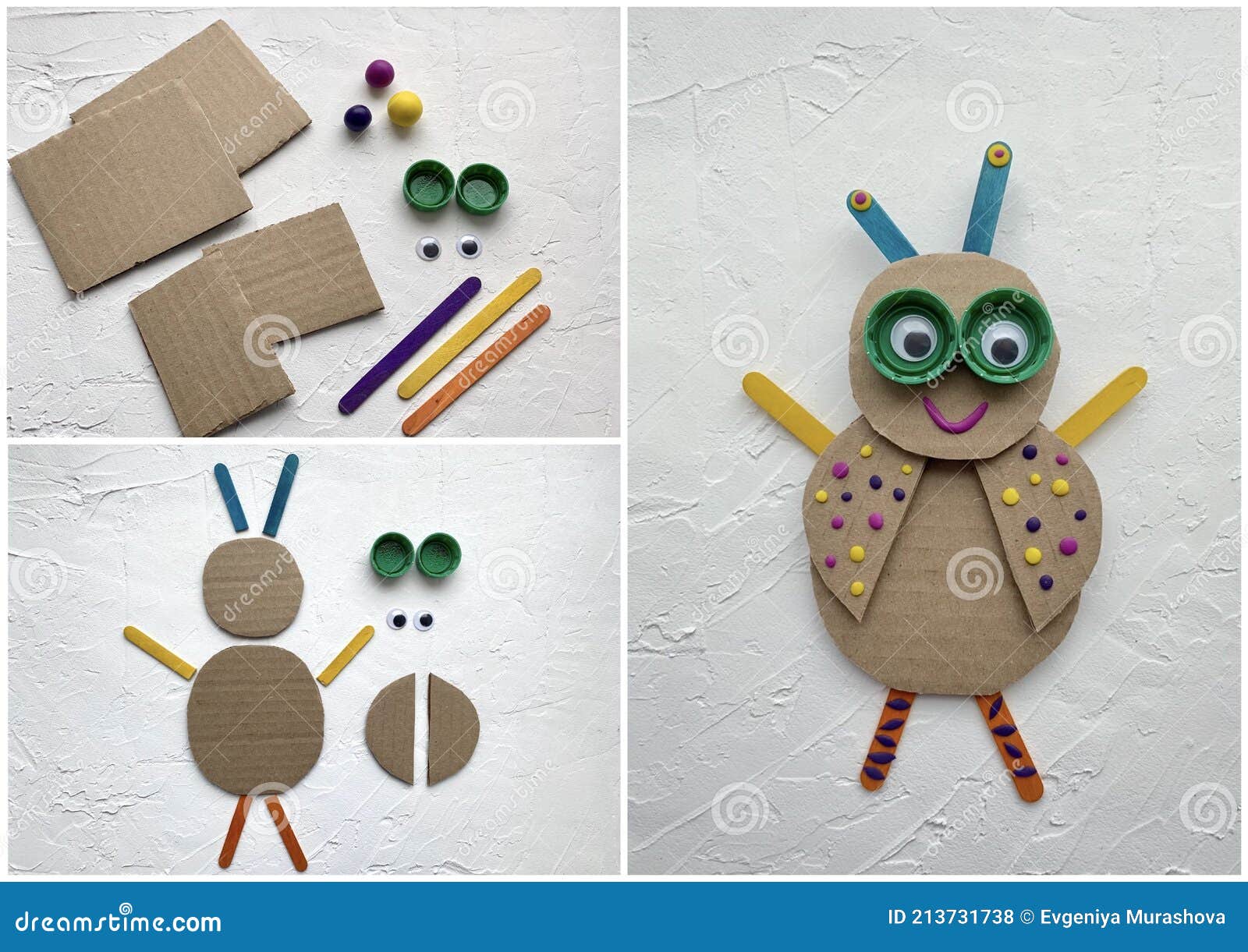 Collage Instructions on How To Make a Beetle from Recycled Cardboard ...