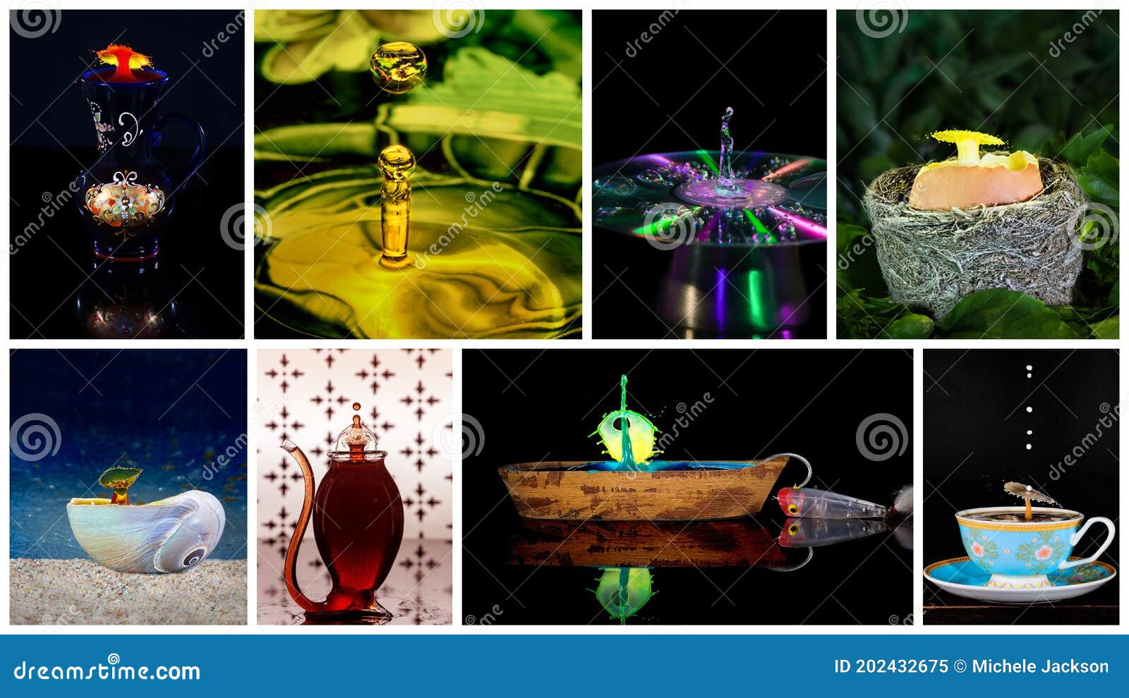 Collage of Liquid Drop Art stock image. Image of drop - 202432675