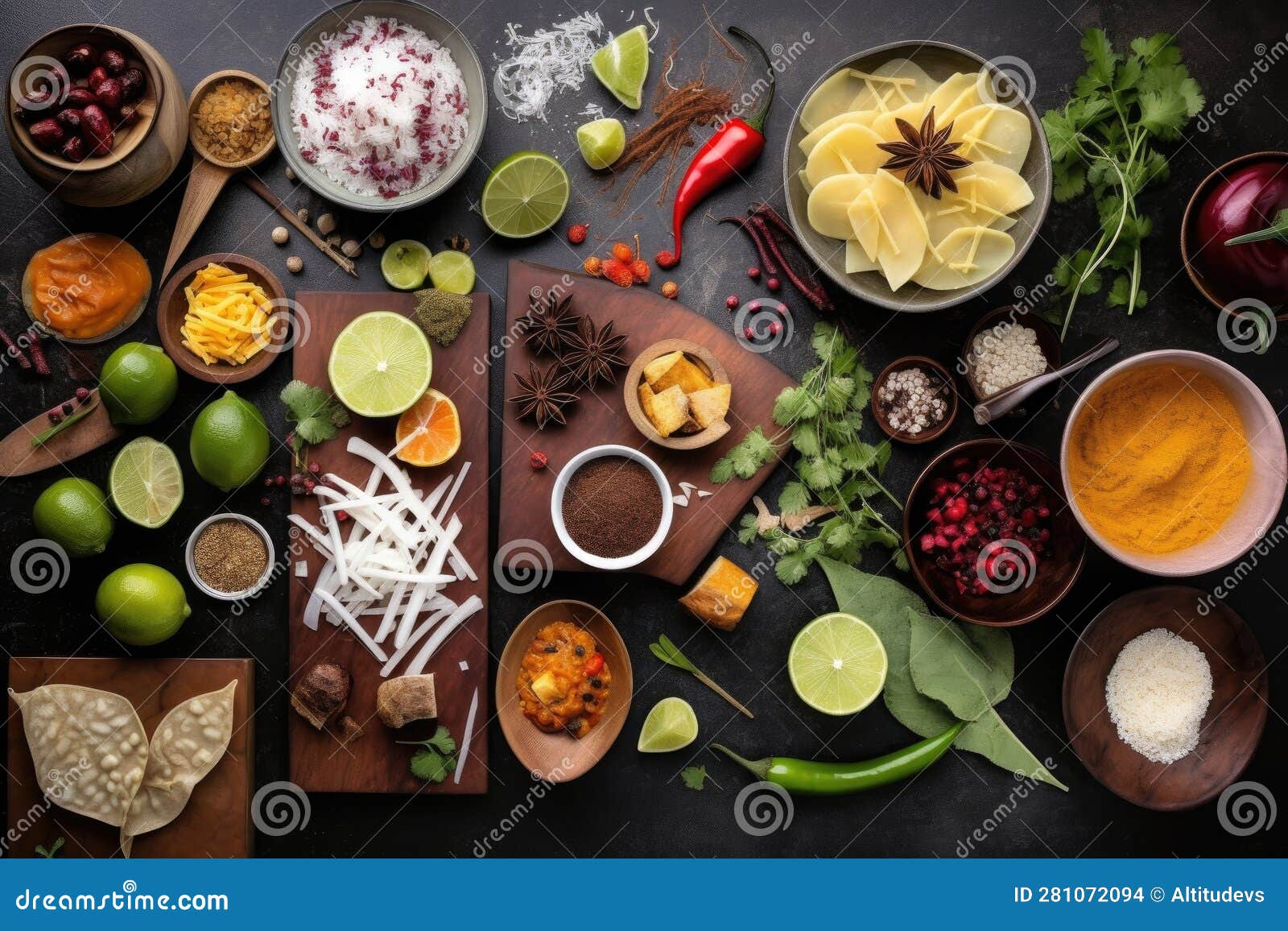 A Collage of International Ingredients for a Globally Inspired Recipe ...