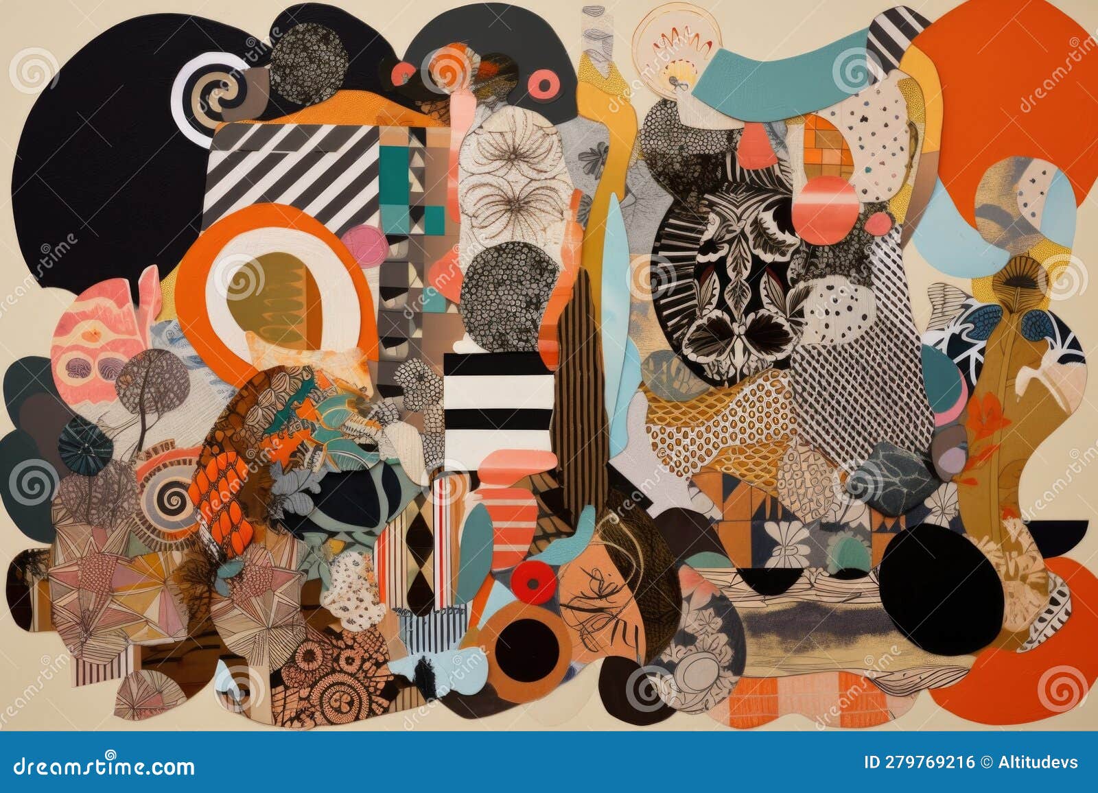 Collage with Intricate Cut-outs, Shapes and Patterns Stock Illustration ...