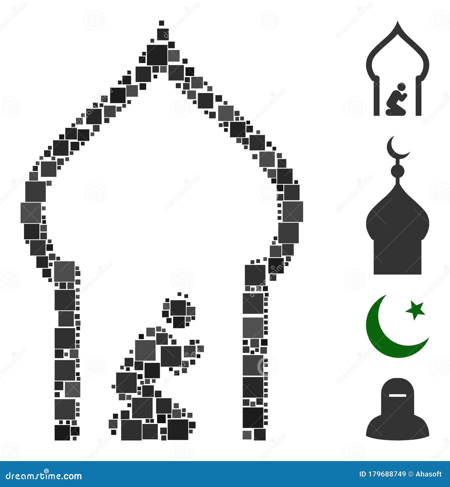 Square Islamic Church Icon Vector Mosaic Stock Vector - Illustration of ...