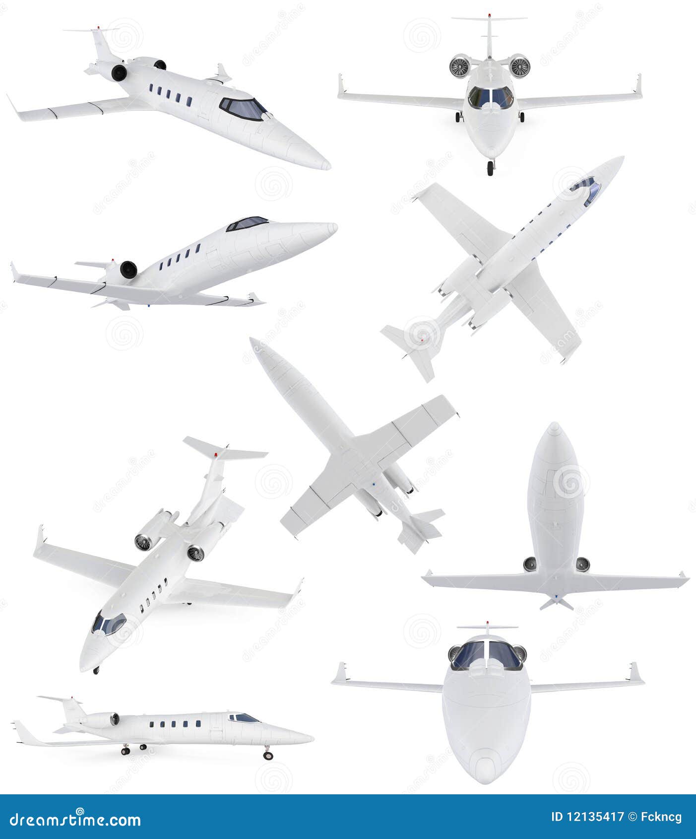 Collage of Isolated Commercial Airplane Stock Illustration ...