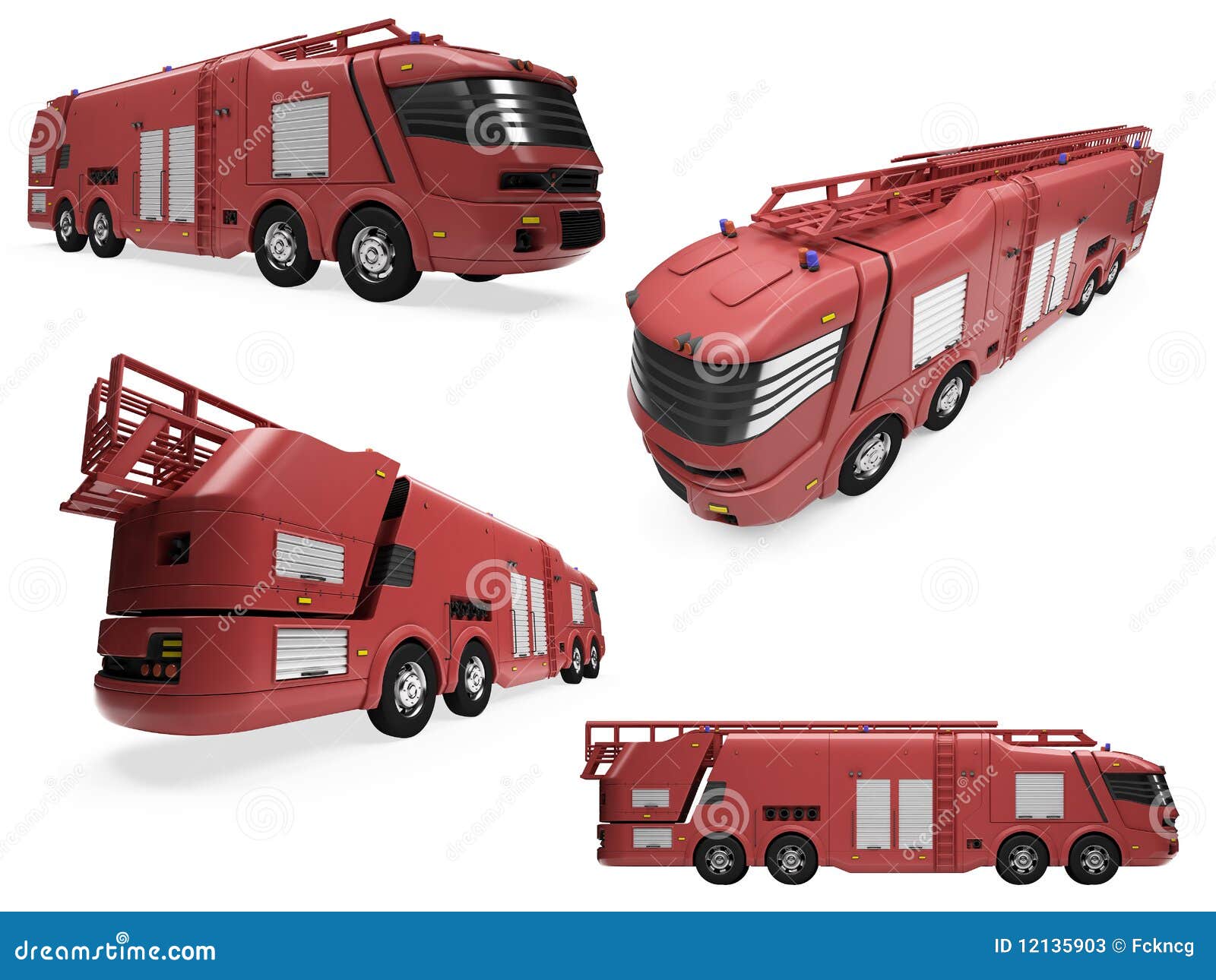 Collage of Isolated Concept Firetruck Stock Illustration - Illustration ...