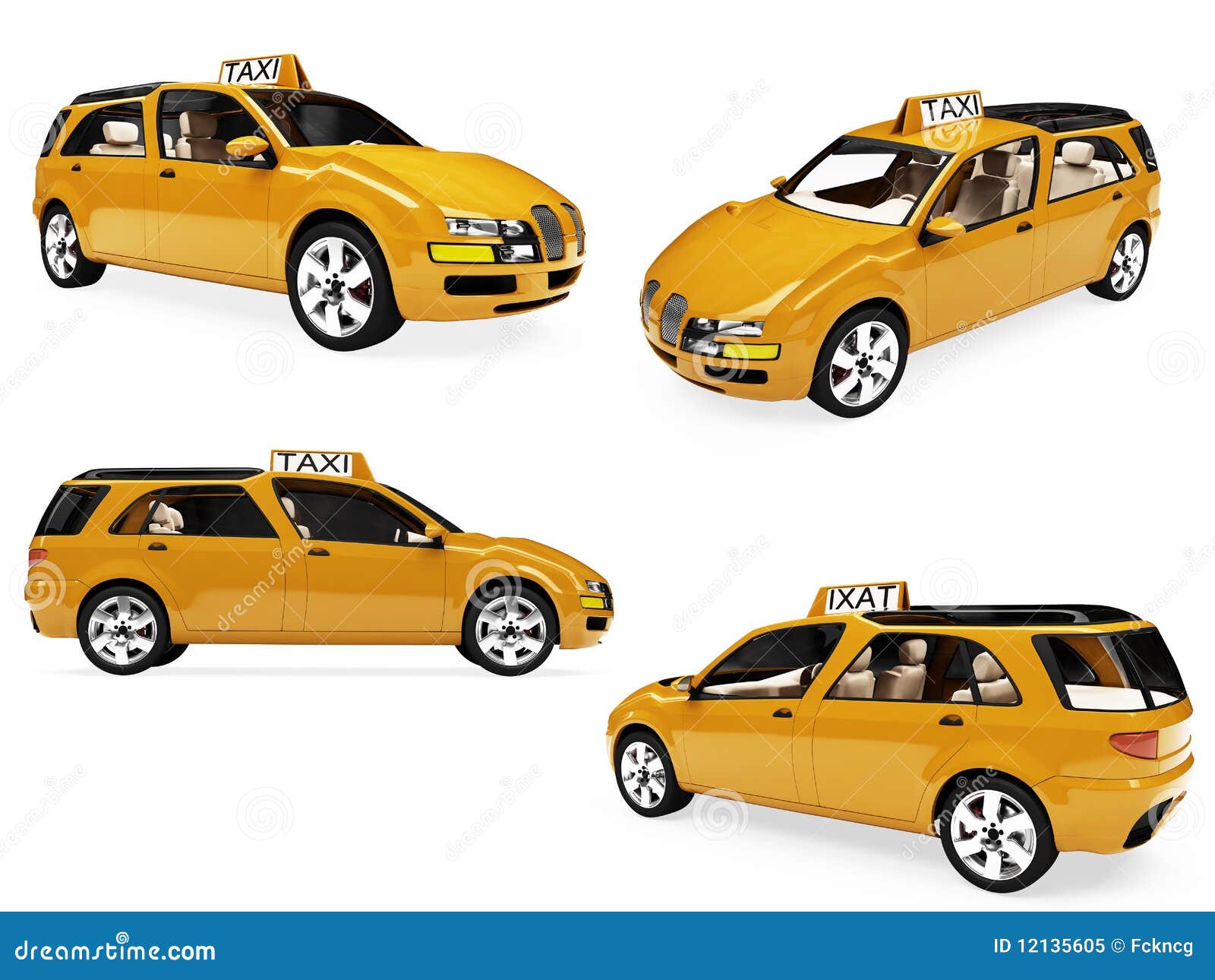 Collage of Isolated Concept Yellow Taxi Stock Illustration ...