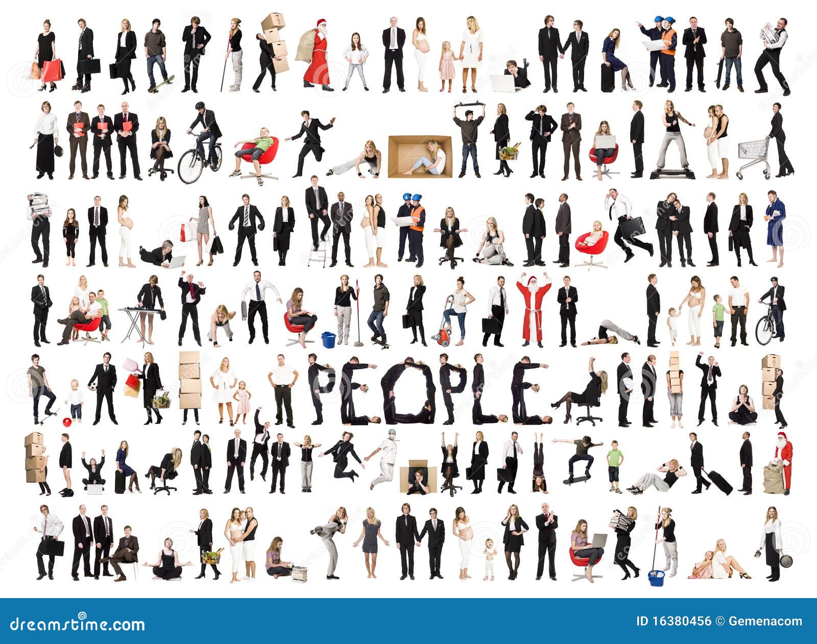 . Toy People Isolated On White Background. The Red Man Stands Apart ...